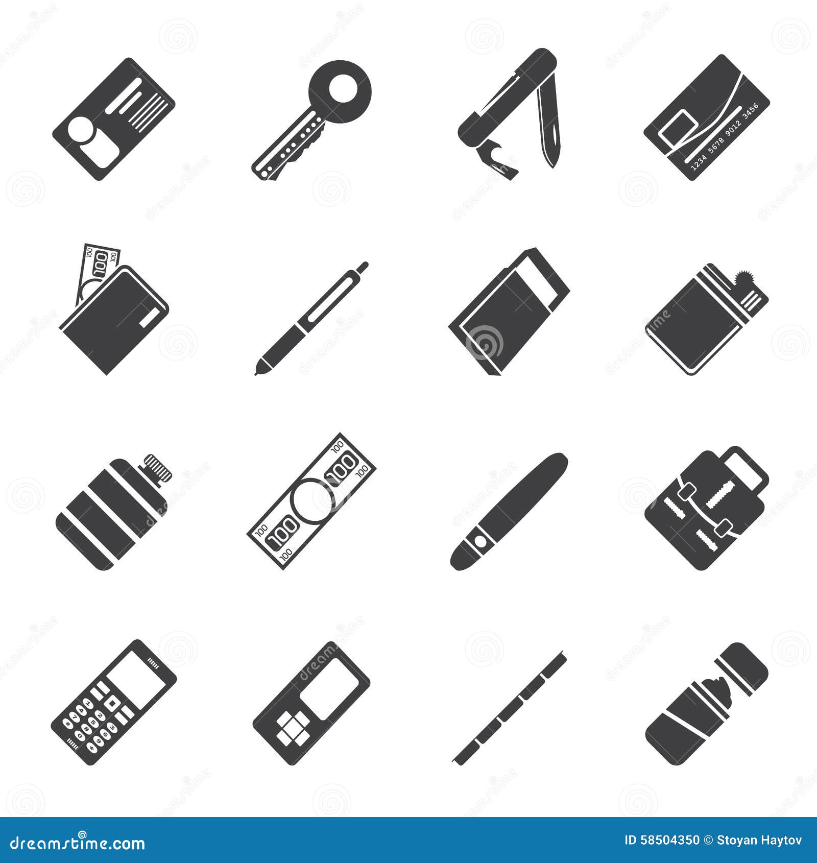 Silhouette Simple Vector Object Icons Stock Vector - Illustration of ...