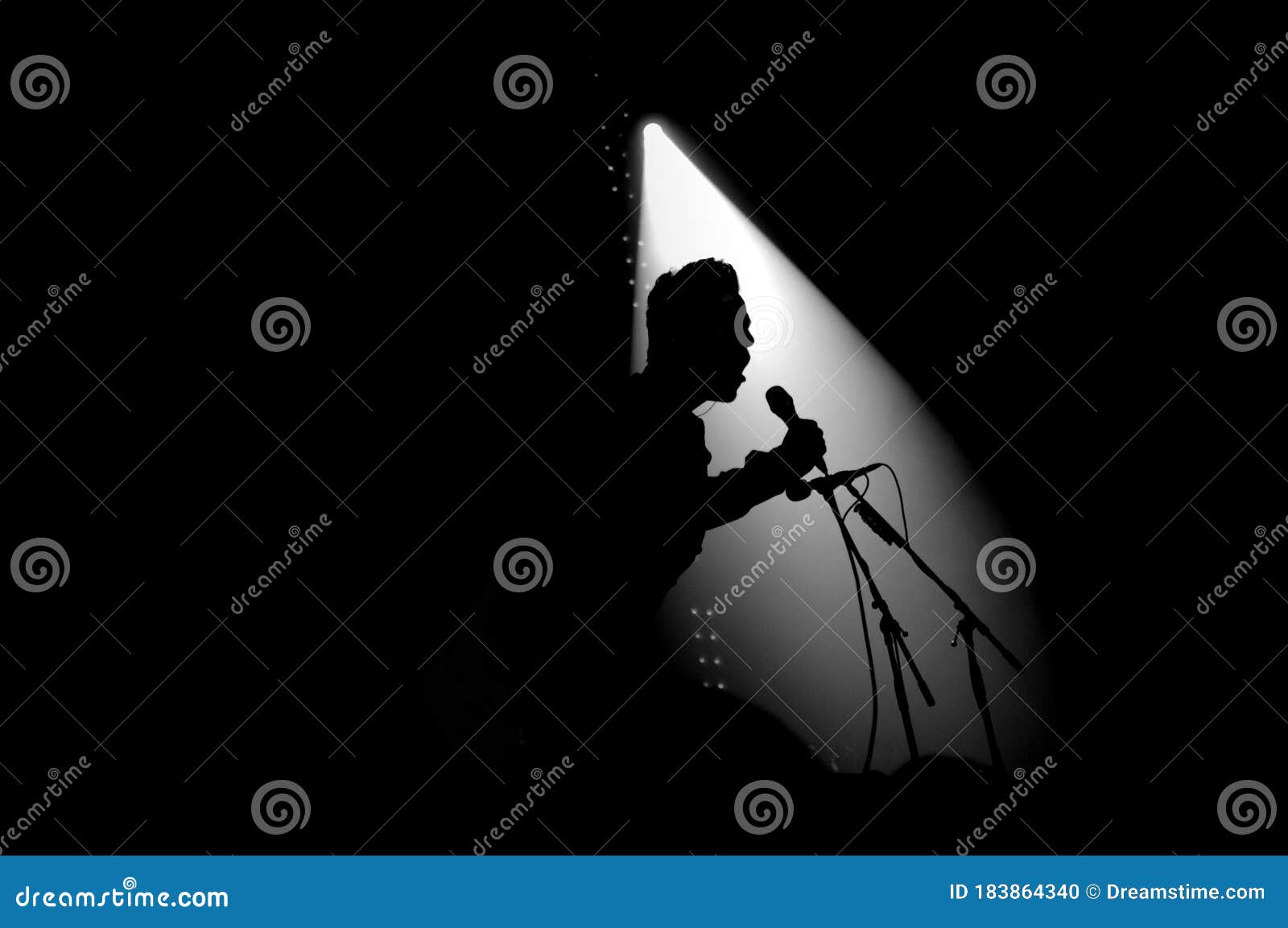 Silhouette of Singer in Backlight on Stage Stock Photo - Image of night ...