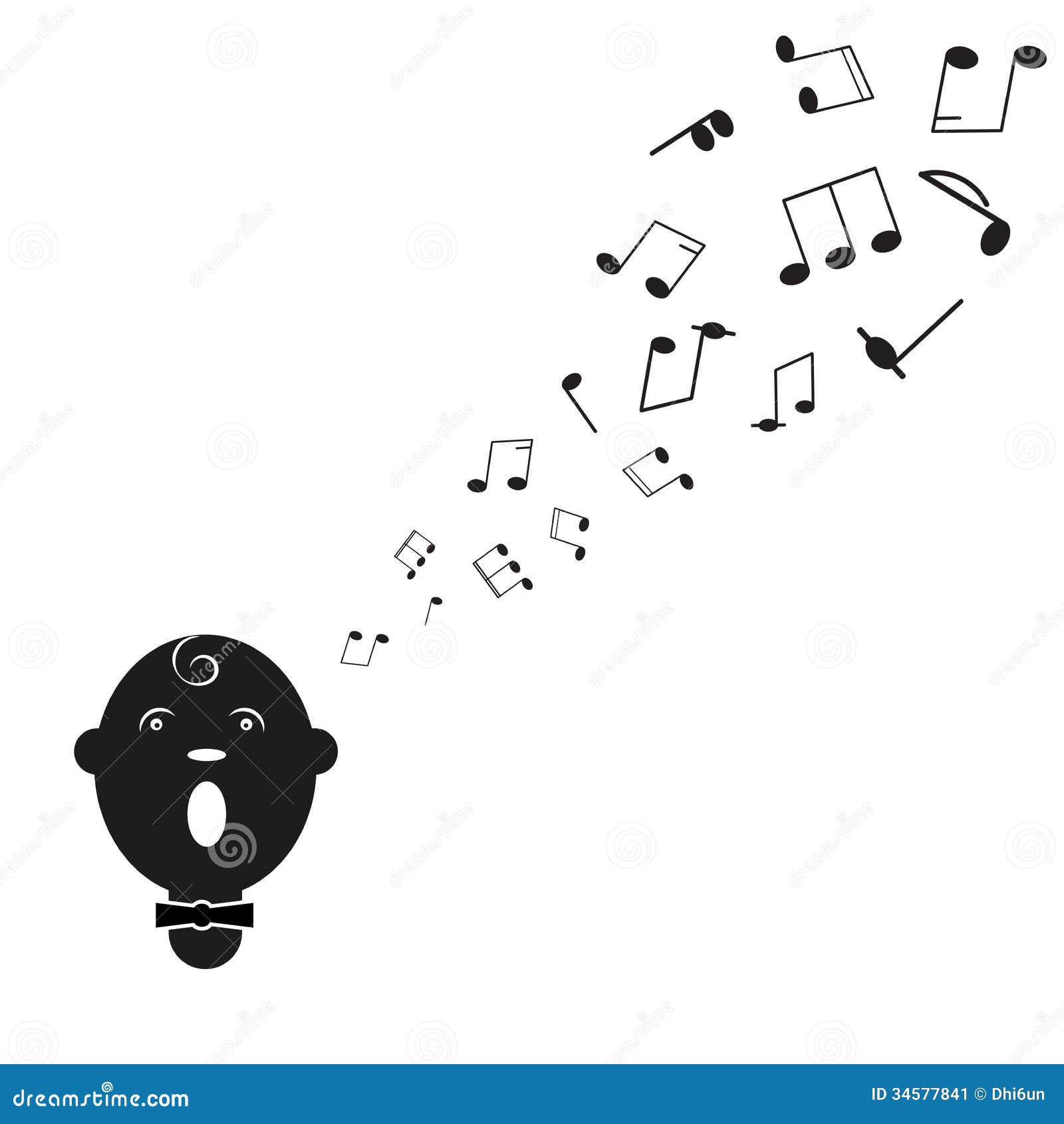 Singer With Notes And Blue Circle Royalty-Free Stock Photo ...