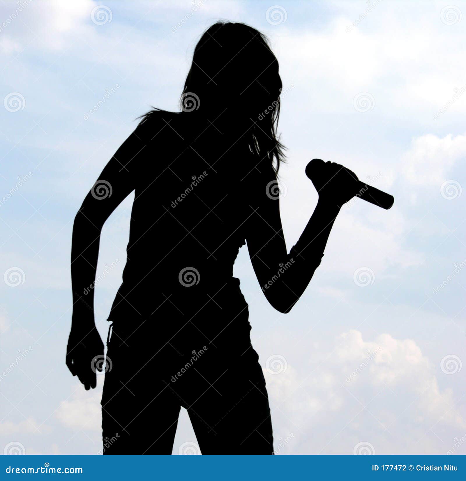 Silhouette of Singing Girl stock photo. Image of flyer - 177472