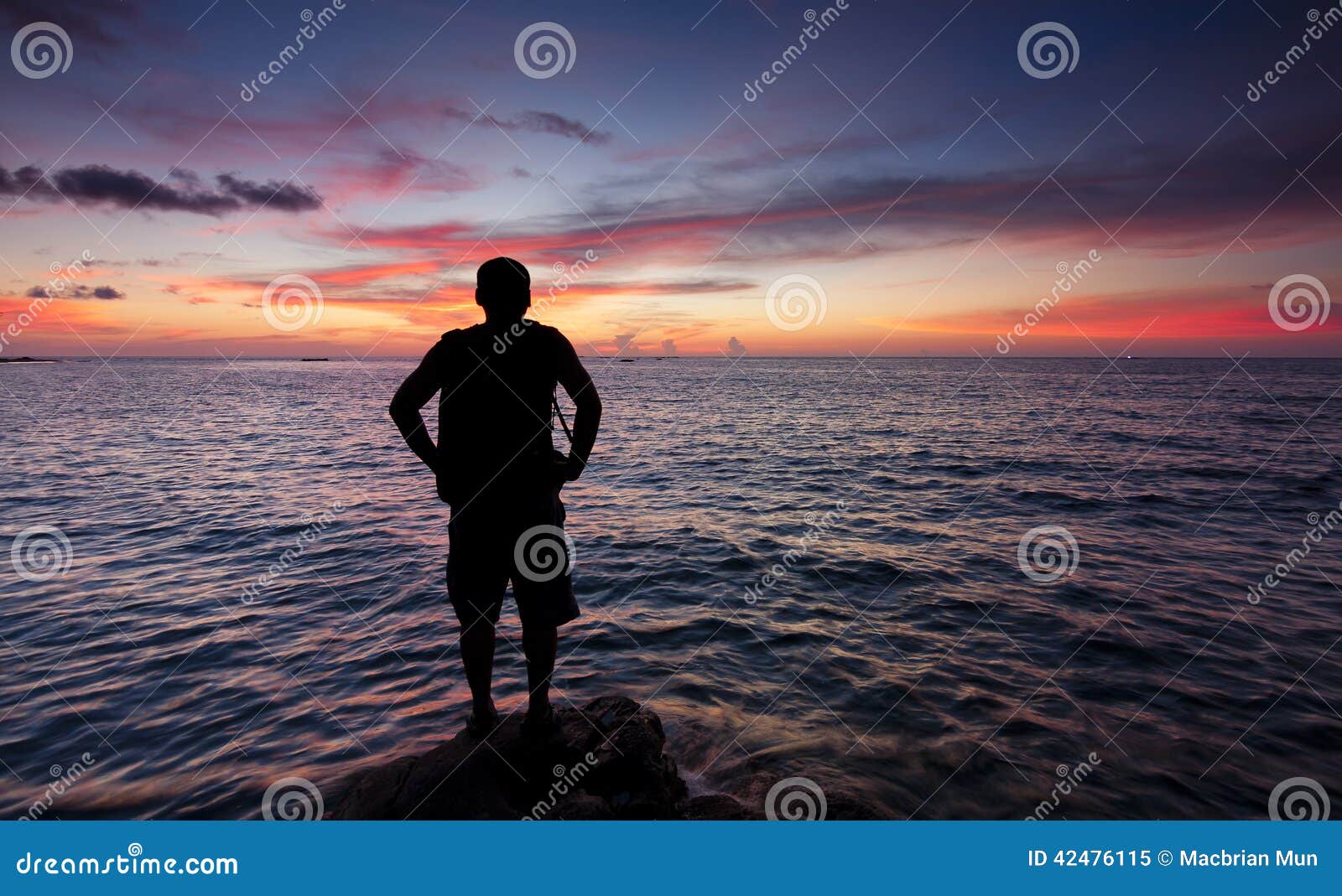 Silhouette of a Single Man at Sunset Stock Image - Image of healthy ...
