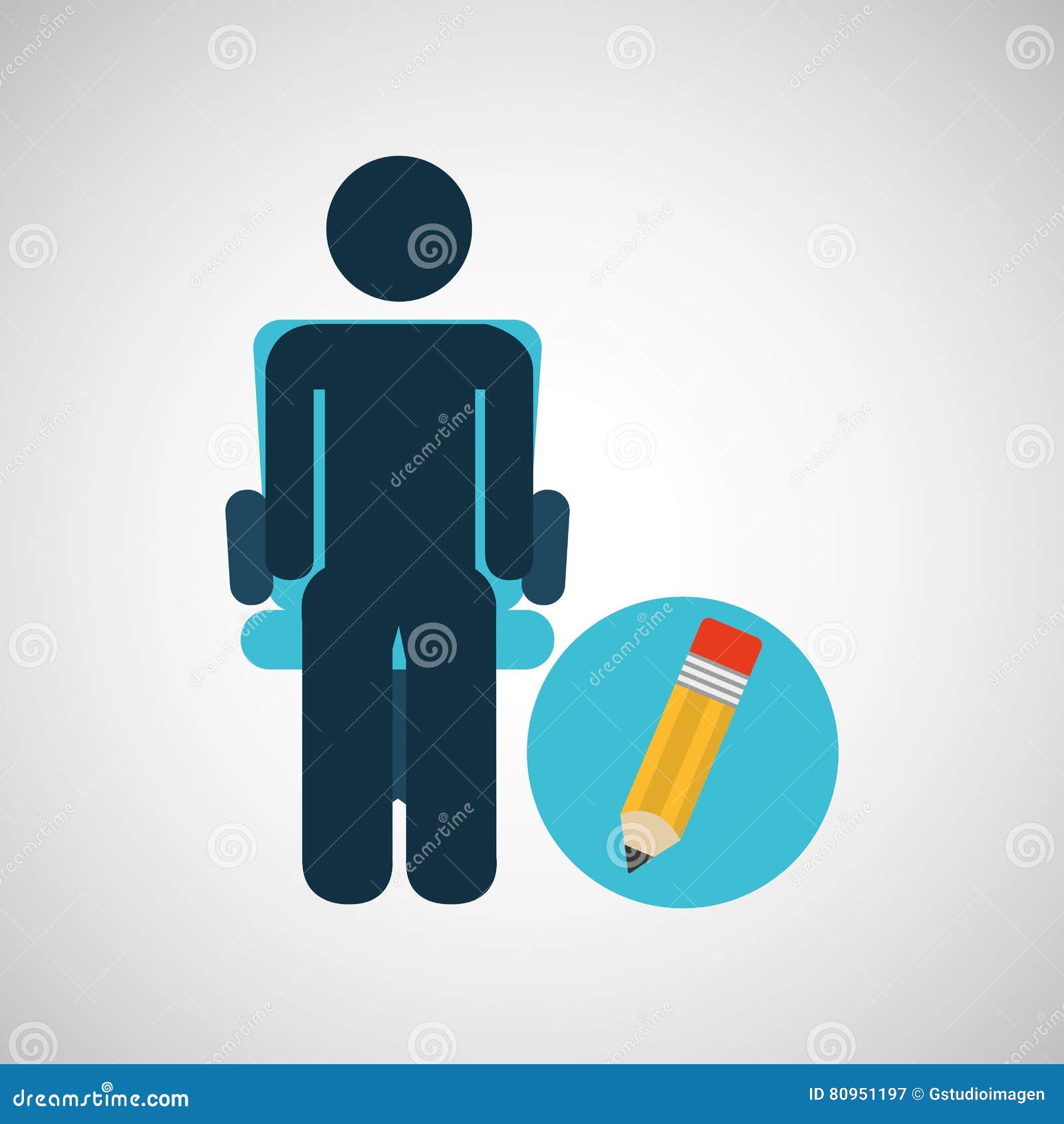 Silhouette Sitting Business Pencil Creative Icon Stock Vector ...