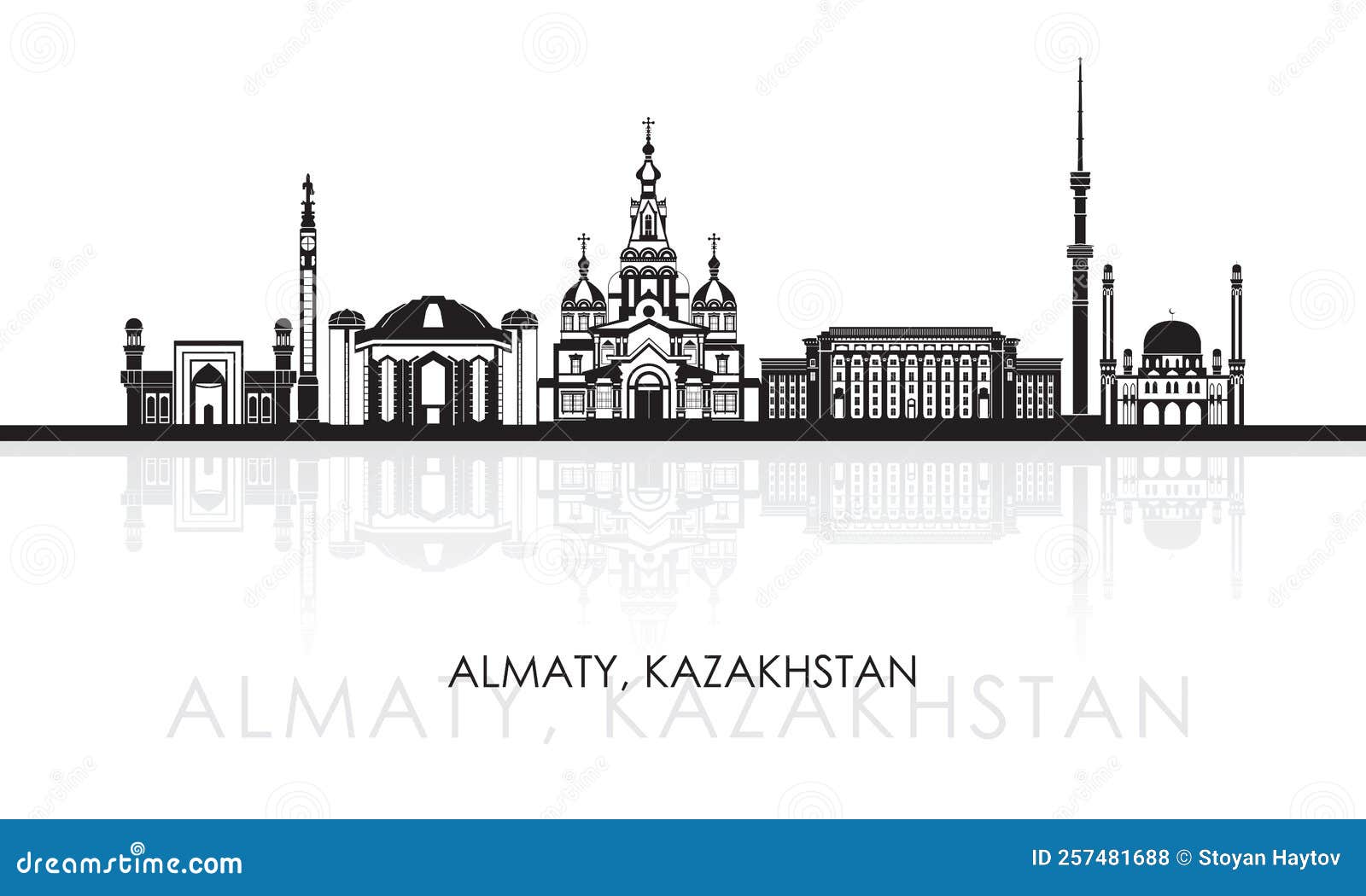 Silhouette Skyline Panorama of City of Almaty, Kazakhstan Stock Vector ... Silhouette Skyline Panorama of City of Almaty, Kazakhstan Stock Vector ...