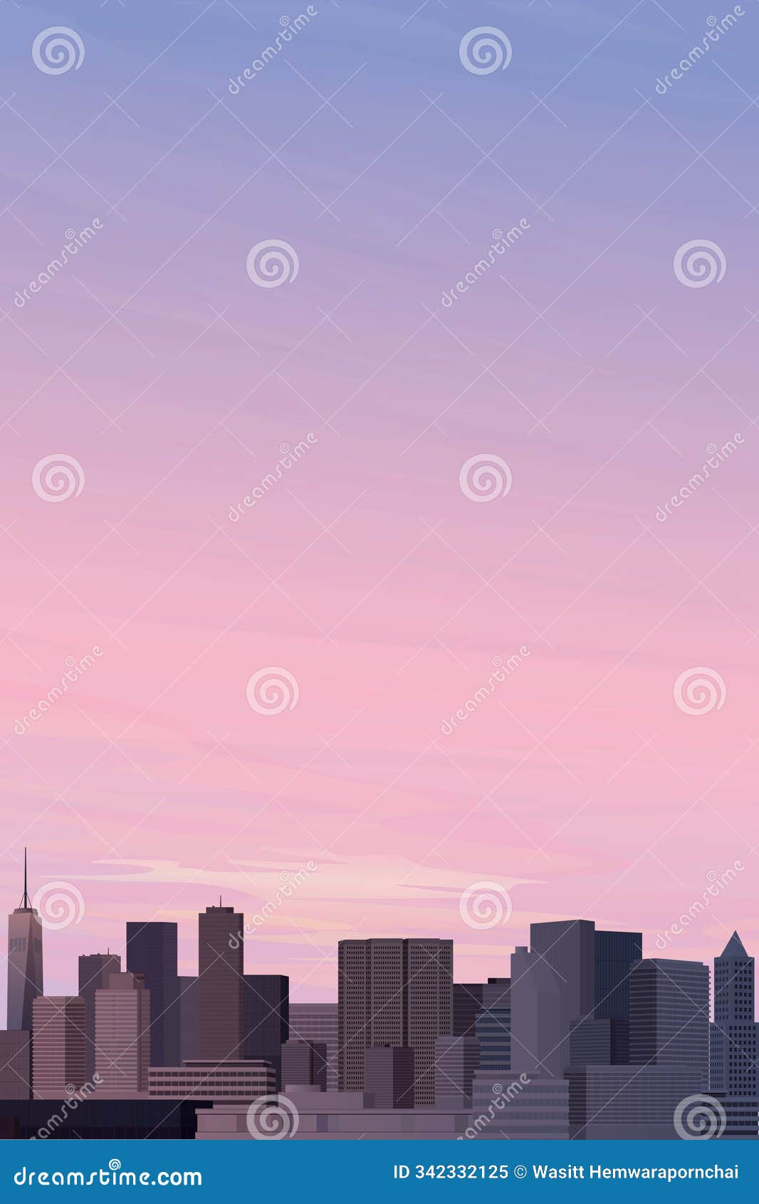 Silhouette Skyscraper Front View with Dramatic Sky Vertical Background ...