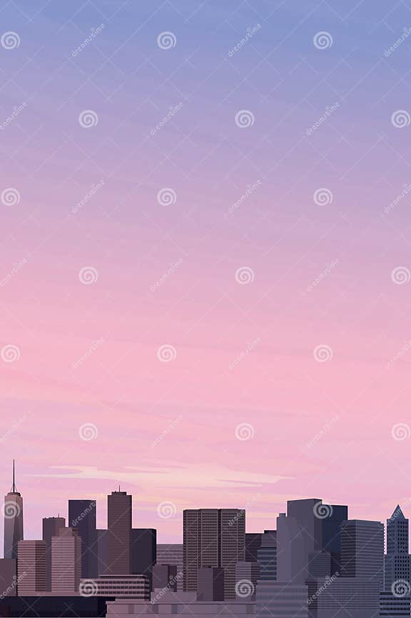 Silhouette Skyscraper Front View with Dramatic Sky Vertical Background ...