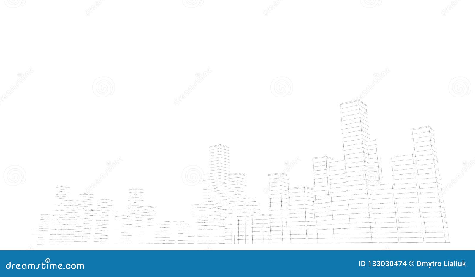 Silhouette of Skyscrapers on a White Background. Sketch Line Drawing ...