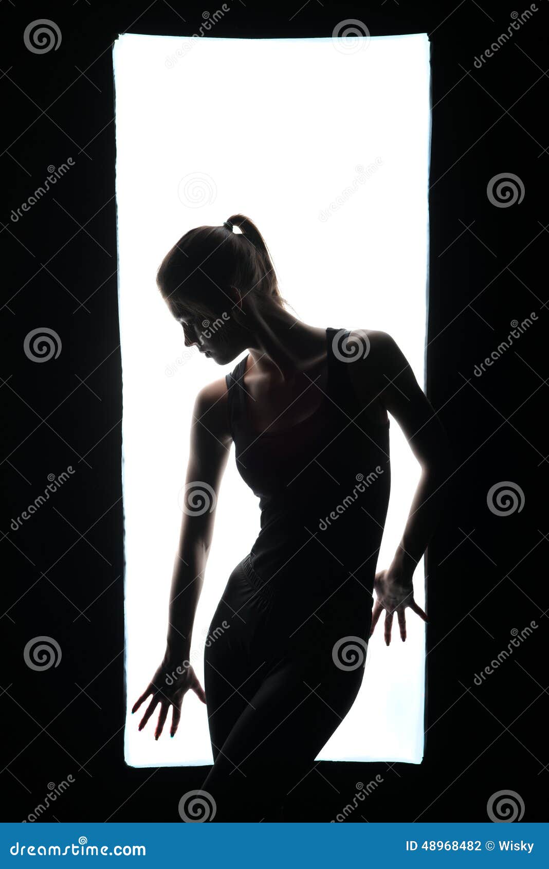 Silhouette of Slender Girl Posing in Frame Stock Photo - Image of ...