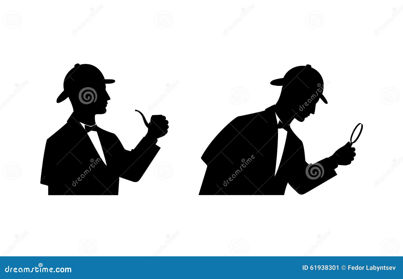 Silhouette sleuth stock vector. Illustration of magnifying - 61938301