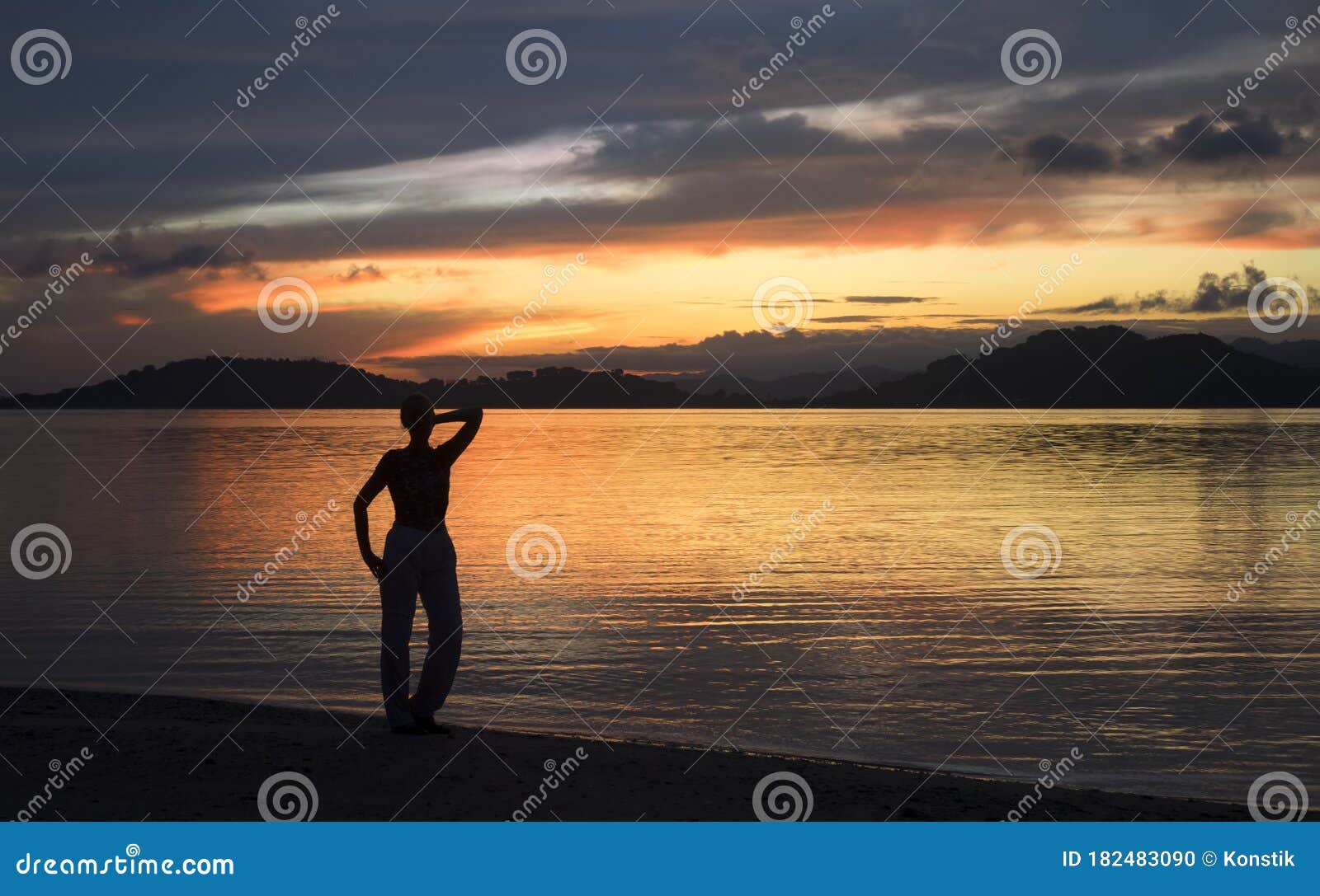 Silhouette Slim Woman With Arms Crossed Stock Image