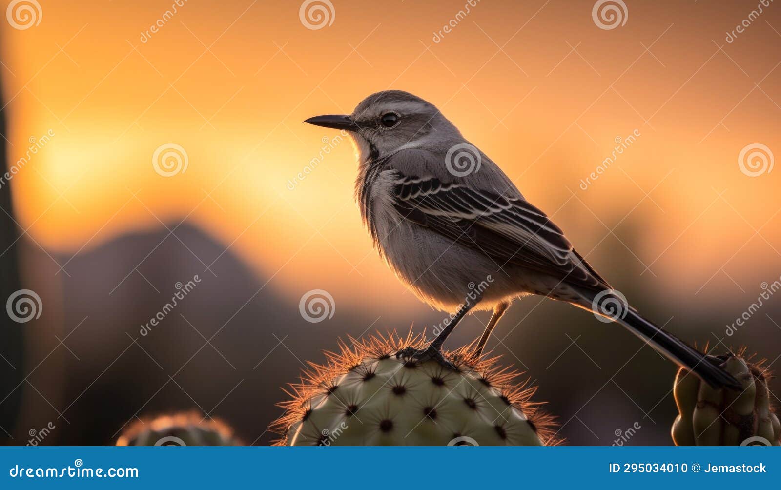 Silhouette of Small Bird Perching on Branch, Singing at Dusk Generated ...