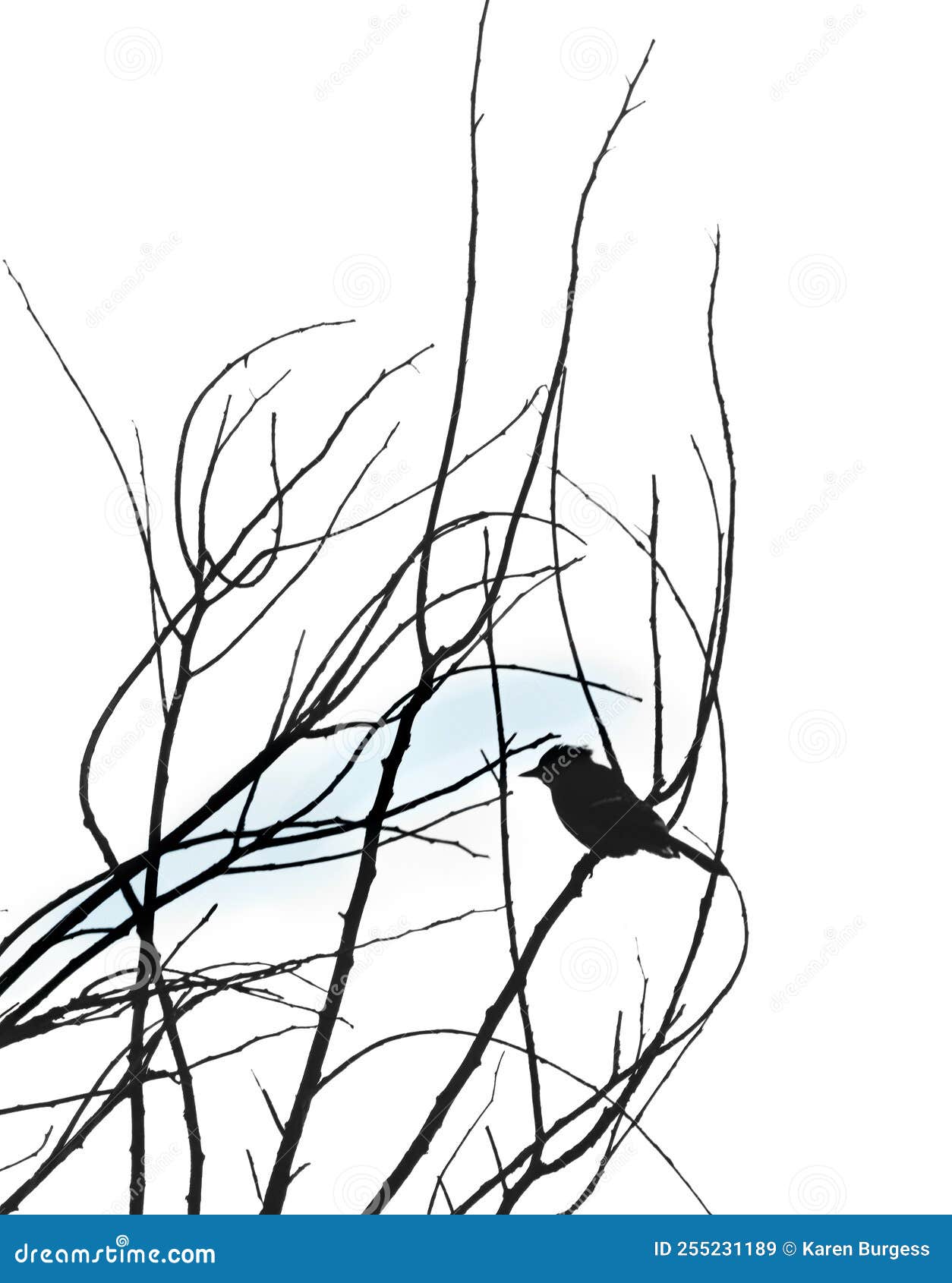 An Abstract of a Silhouette of a Bird in Tangled Branches Stock Image ...