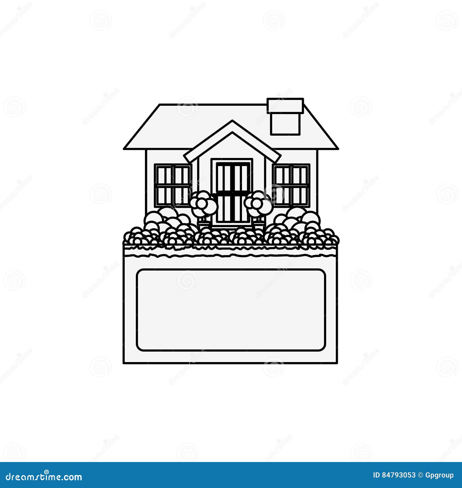 Silhouette Small House Design with Label Stock Vector - Illustration of ...