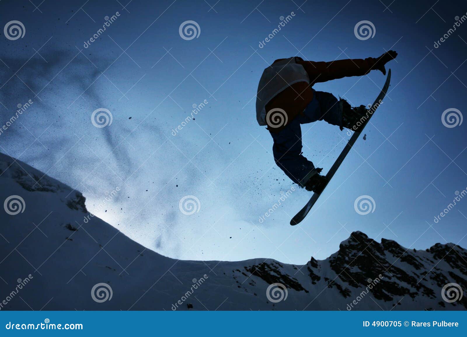 Silhouette Snowboarder Jumping Stock Image - Image of enjoy, cold: 4900705