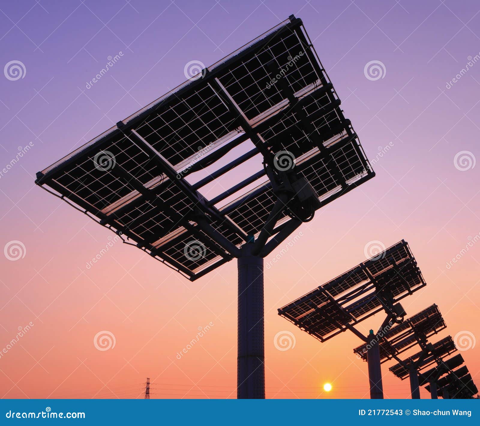 Silhouette of solar panel stock image. Image of clouds - 21772543