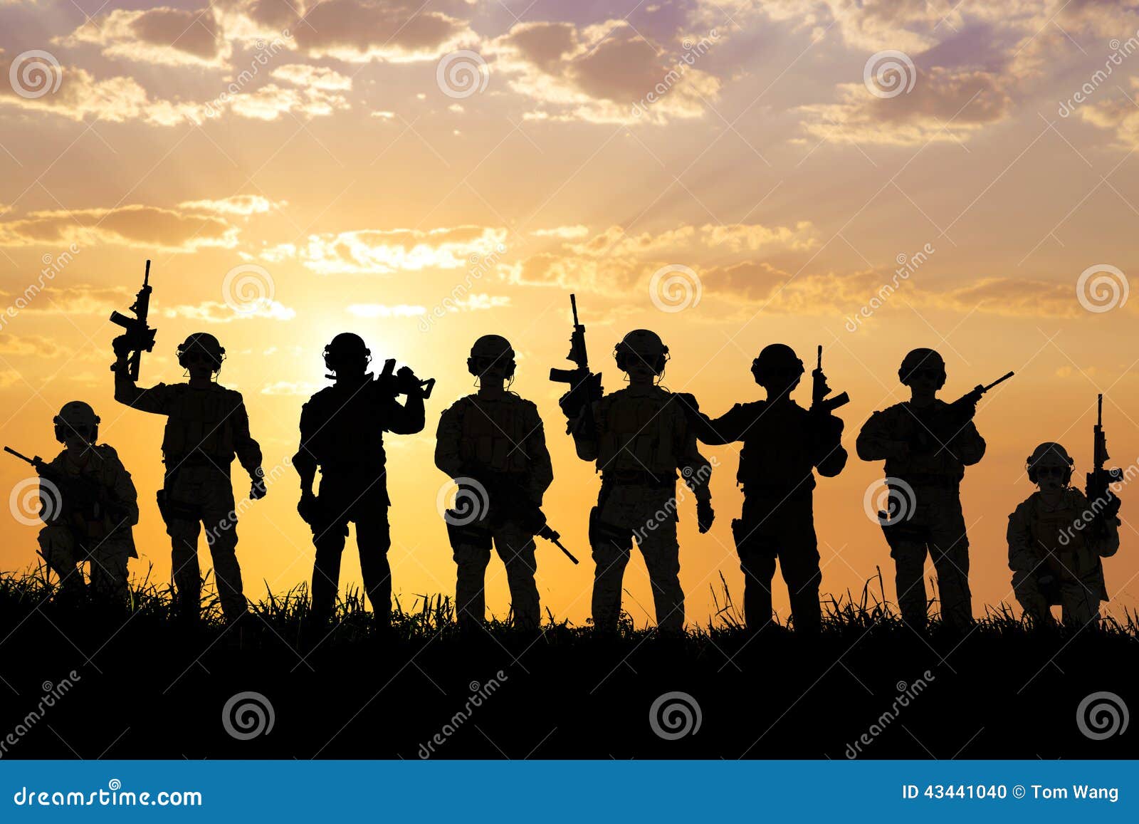 Silhouette of Soldiers Team with Sunrise Background Stock Photo - Image ...