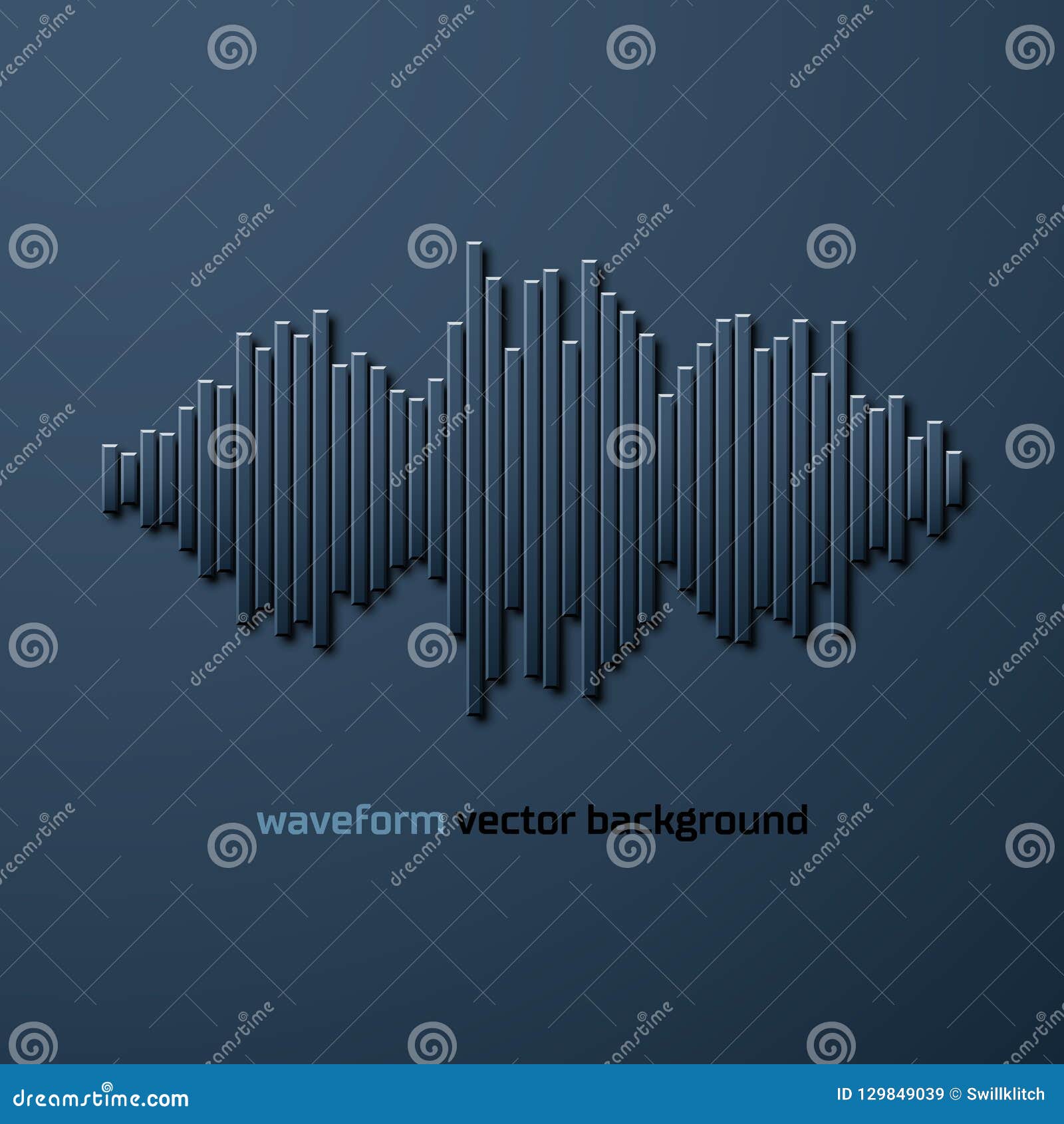 Silhouette of Sound Waveform with Shadow Stock Vector - Illustration of ...