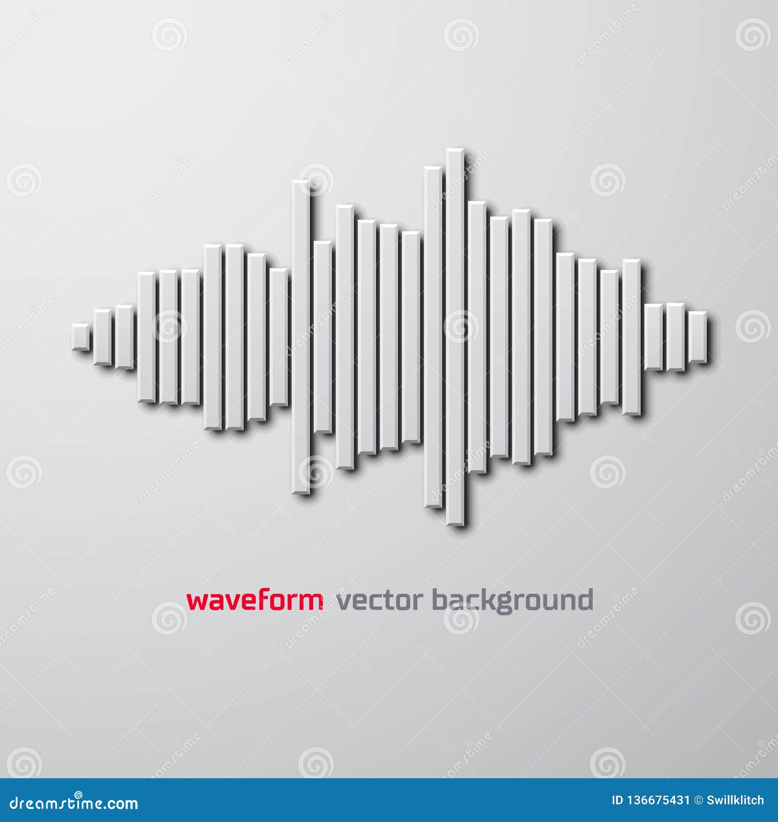 Silhouette of Sound Waveform with Shadow Stock Vector - Illustration of ...
