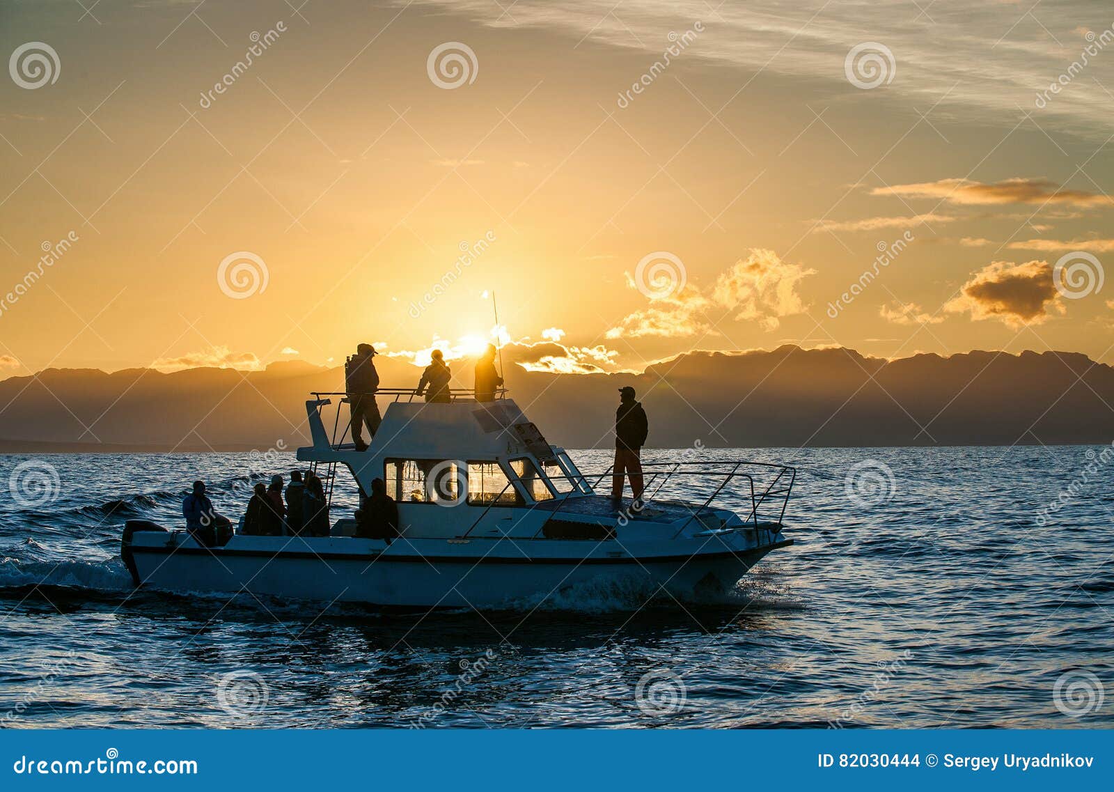 Silhouette of Speed Boat in the Ocean at Sunset Stock Photo - Image of ...