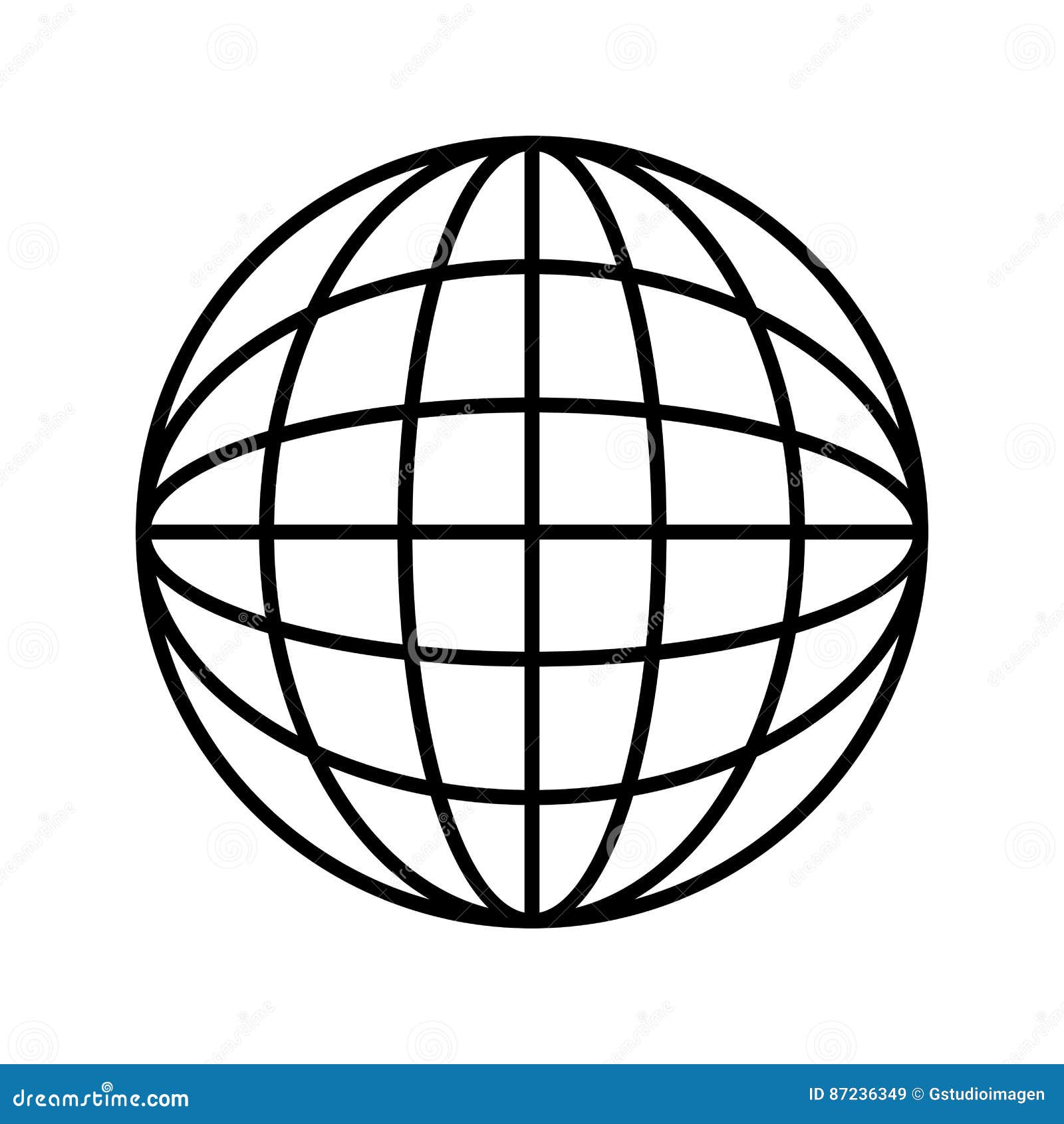 Silhouette Sphere with Lines Cartographic Stock Vector - Illustration ...