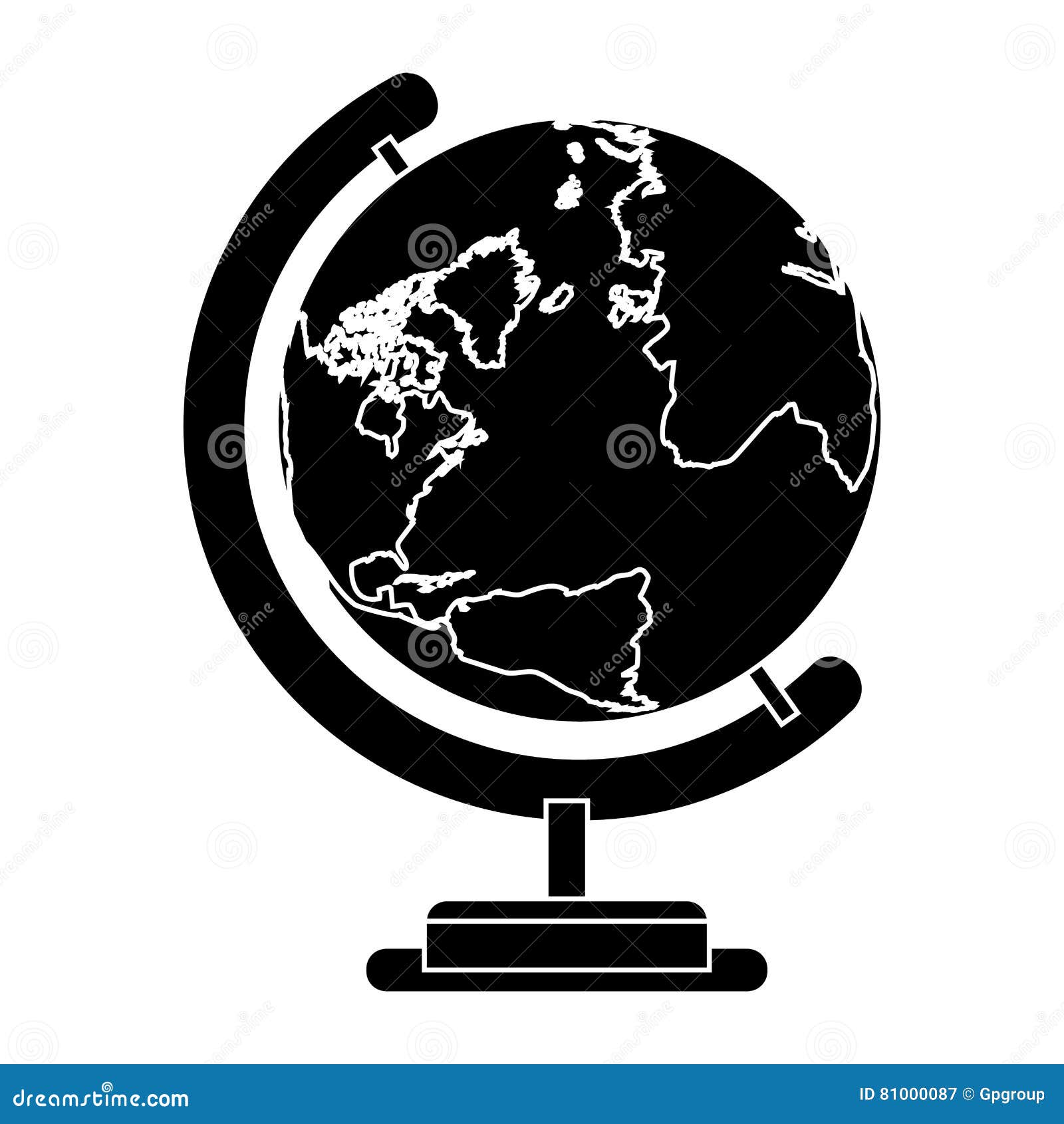 Silhouette Sphere World Map With Base Cartoon Vector | CartoonDealer ...