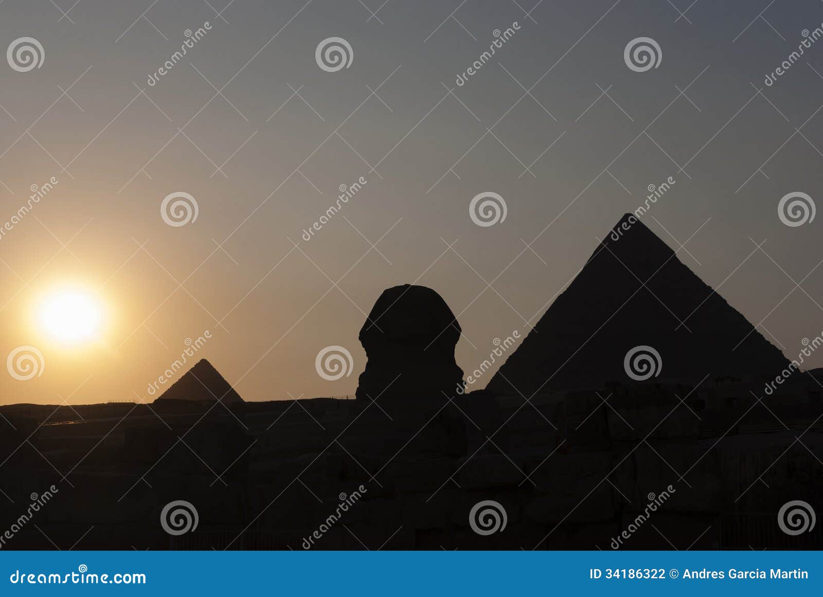 Silhouette of Sphinx and Pyramids Stock Photo - Image of khufu, burial ...