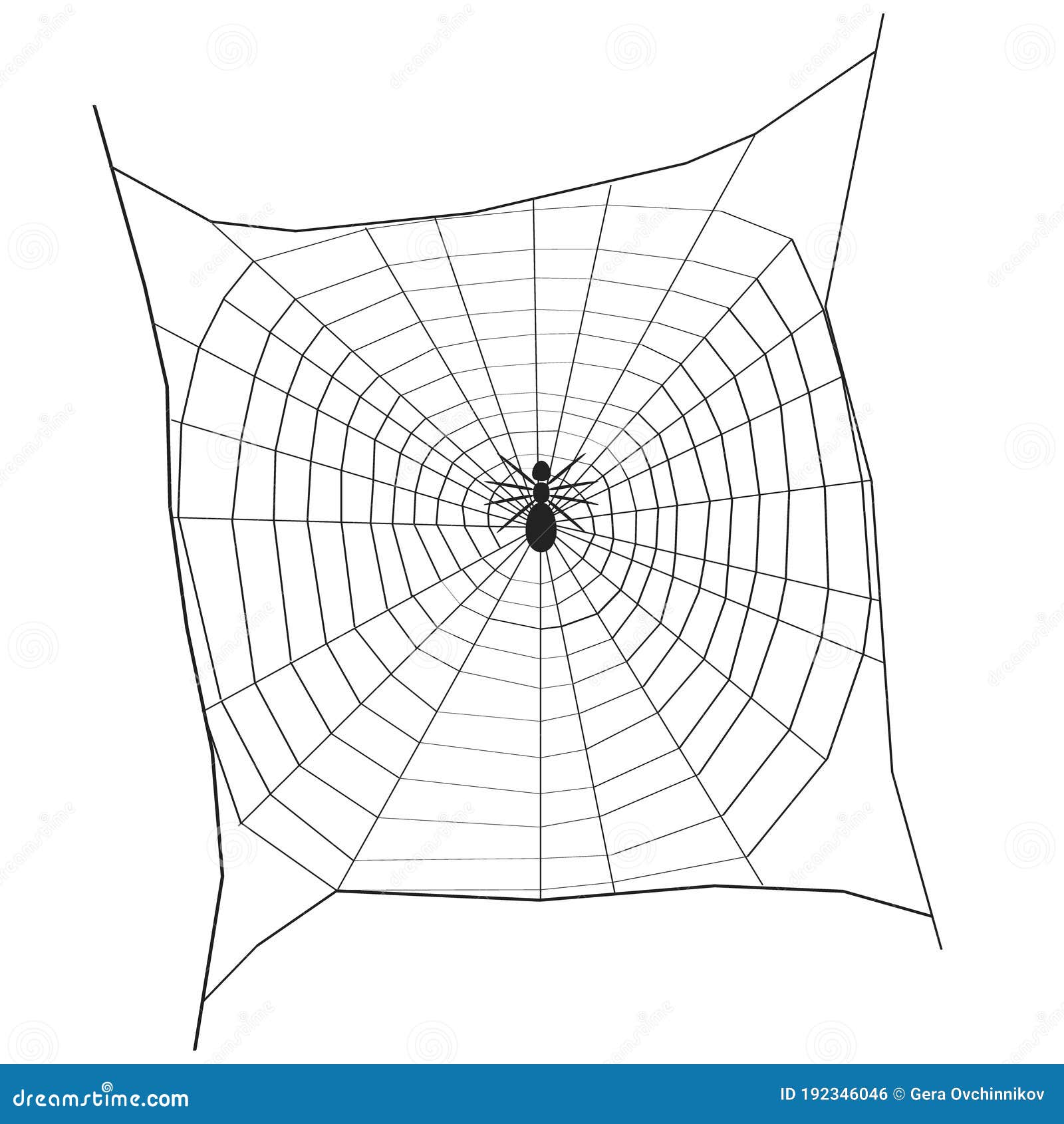 Silhouette of a Spider on a Large Web. View from Above Stock Vector ...
