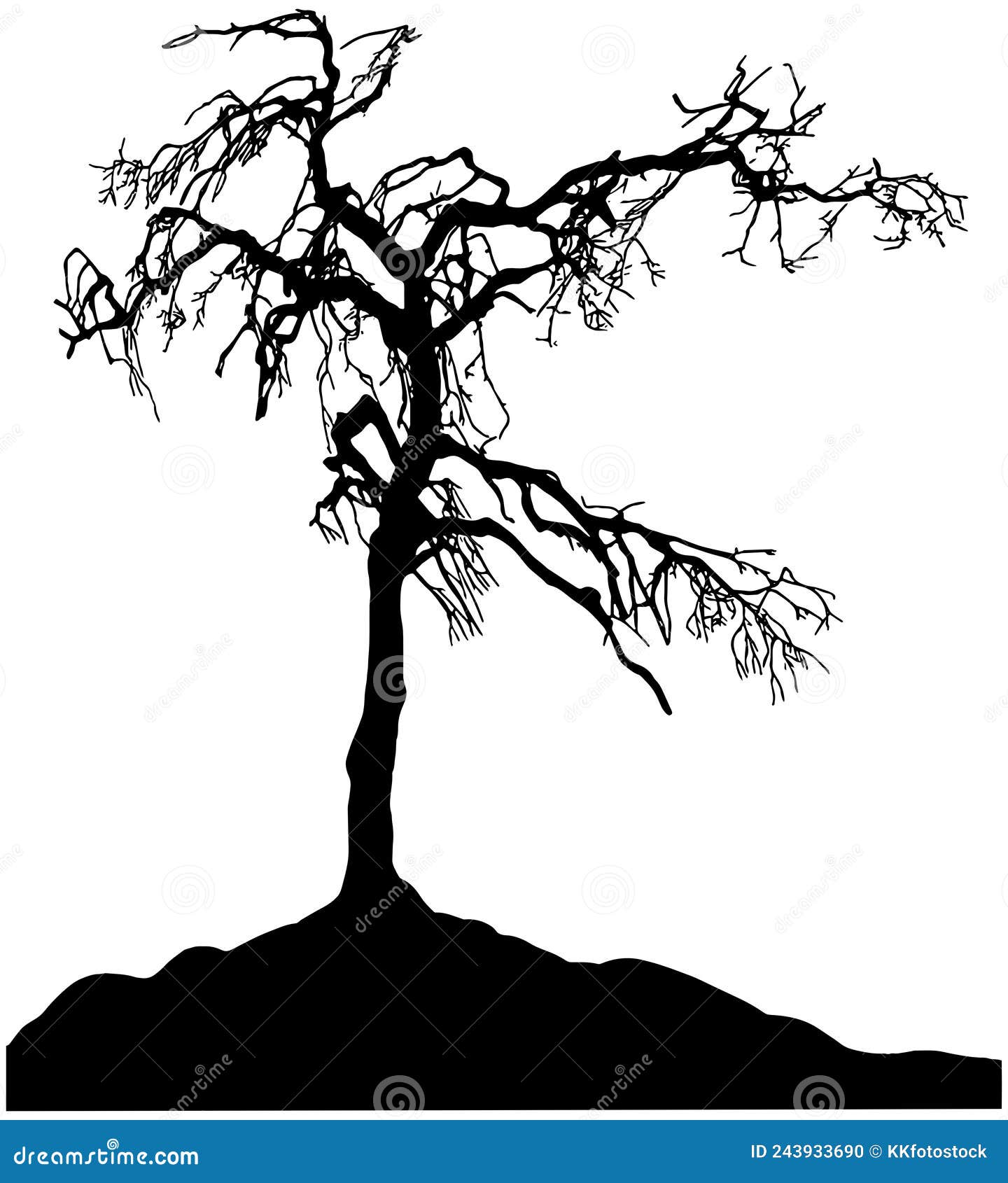Spooky tree silhouette stock vector. Illustration of plant - 243933690