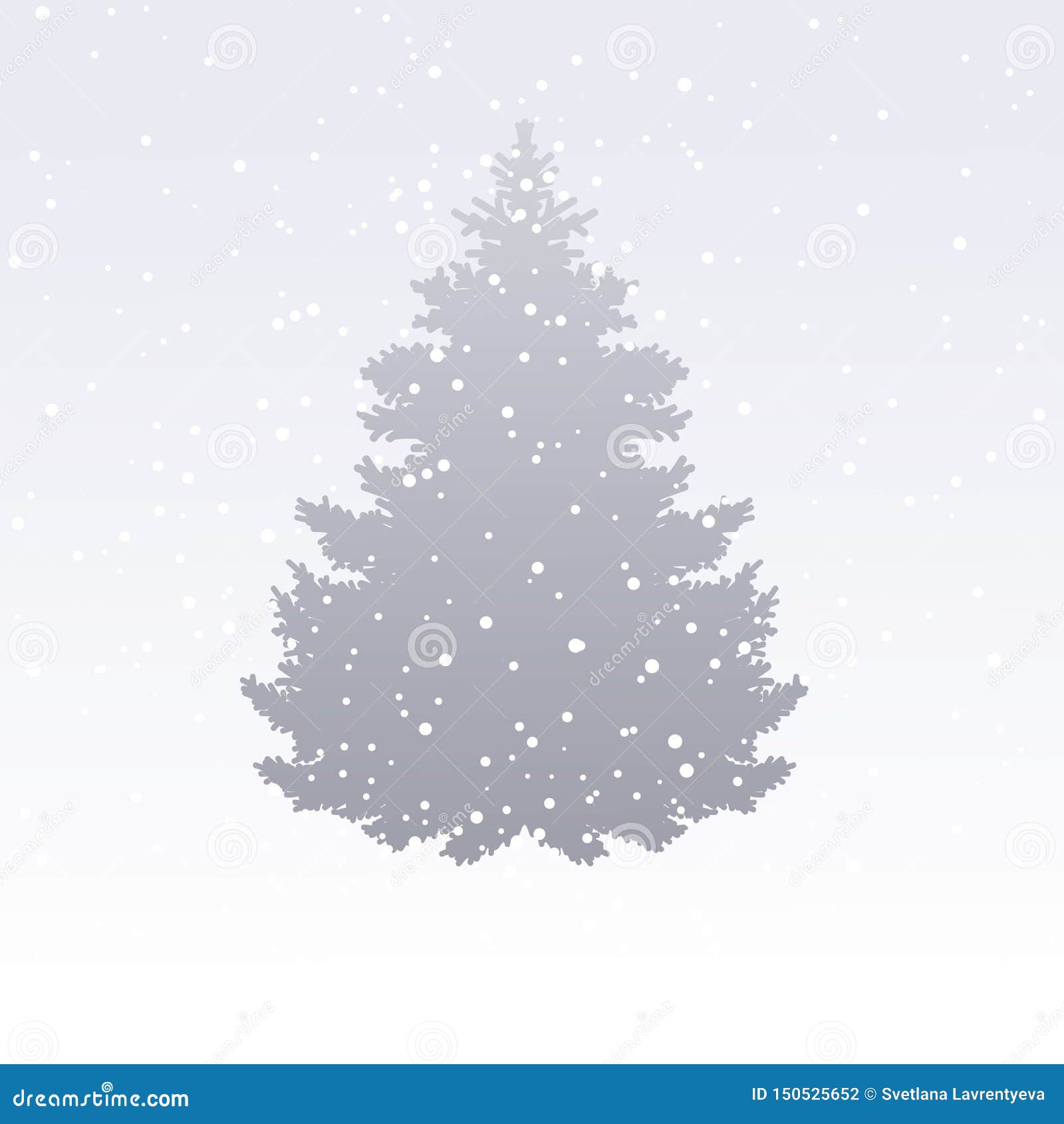 Silhouette of Spruce and Falling Snow, Stock Vector - Illustration of ...