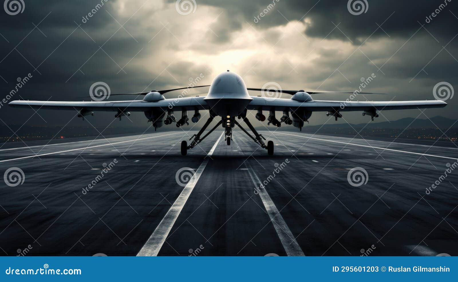 Silhouette of Spy Drone Ready for Takeoff on the Runway Stock Image ...