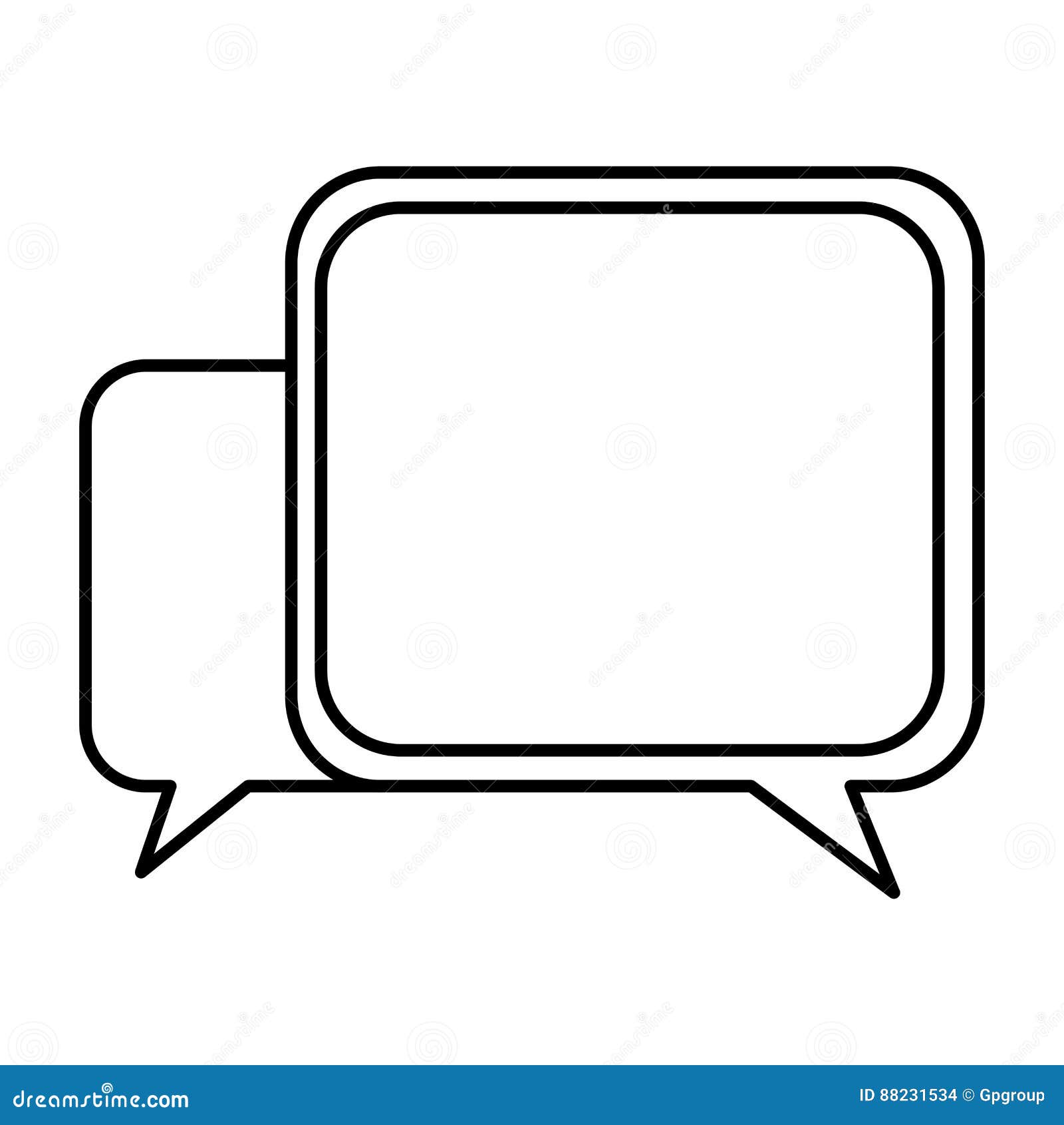 Silhouette Square Chat Bubbles Icon Stock Illustration - Illustration ...
