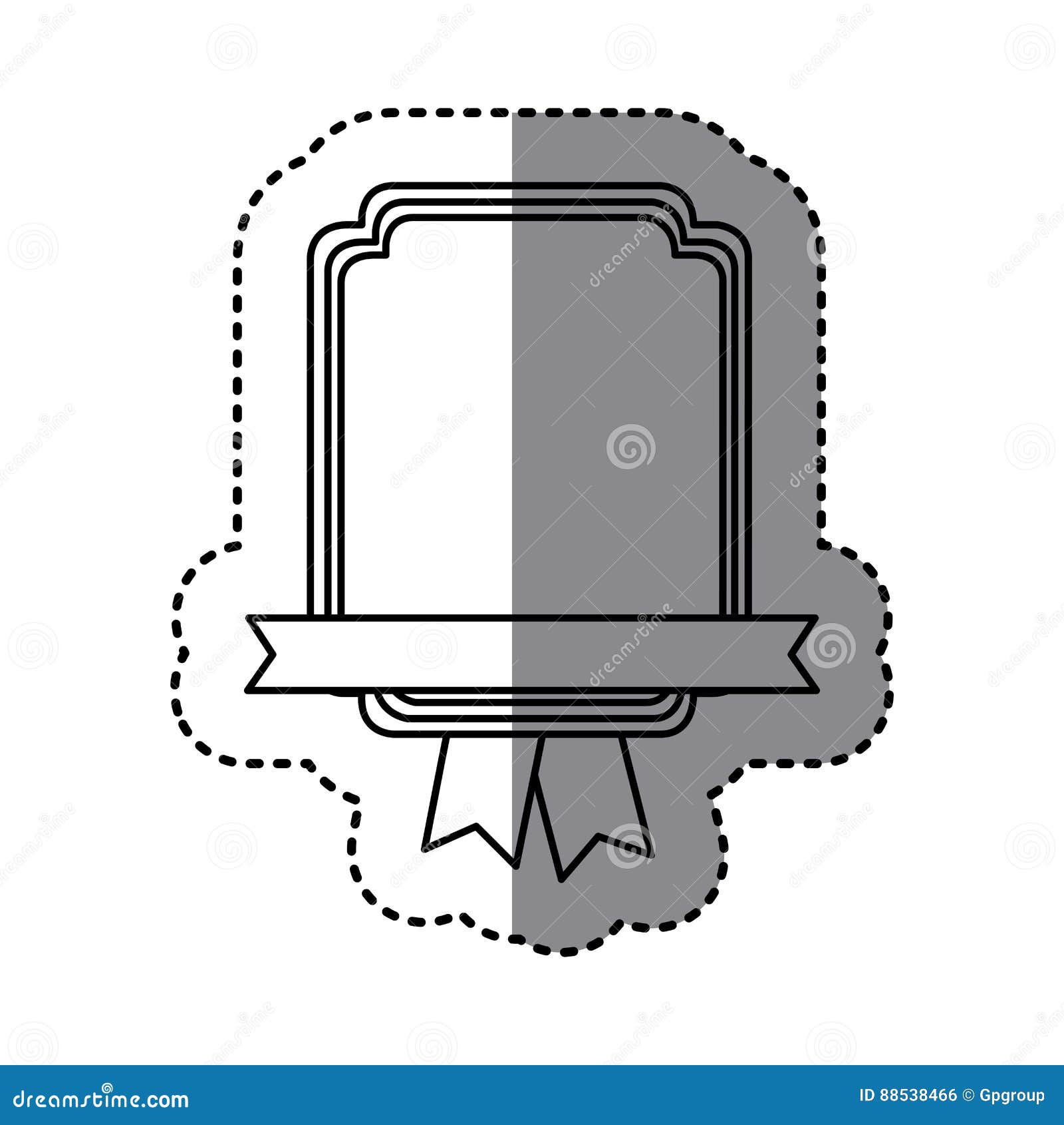 Silhouette Square Emblem with Ribbon Icon Stock Illustration ...