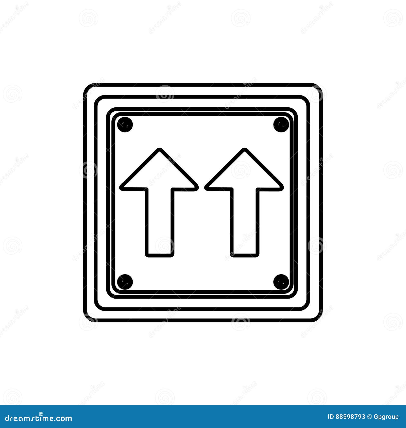 Silhouette Square Shape Frame Same Direction Arrow Road Traffic Sign ...