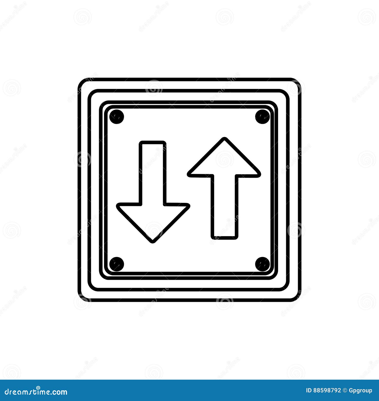 Silhouette Square Shape Frame Two Way Traffic Sign Stock Illustration ...
