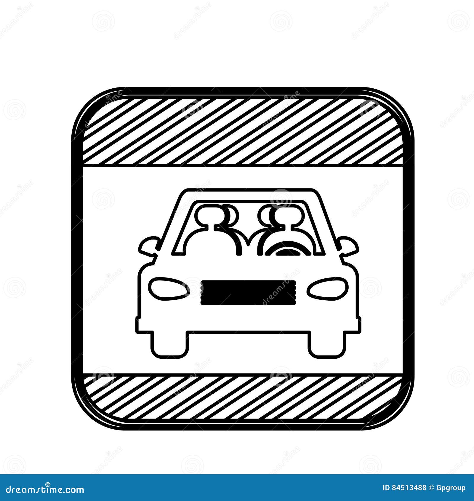 Silhouette Square Shape Traffic Sign of Car Crossing Stock Vector ...