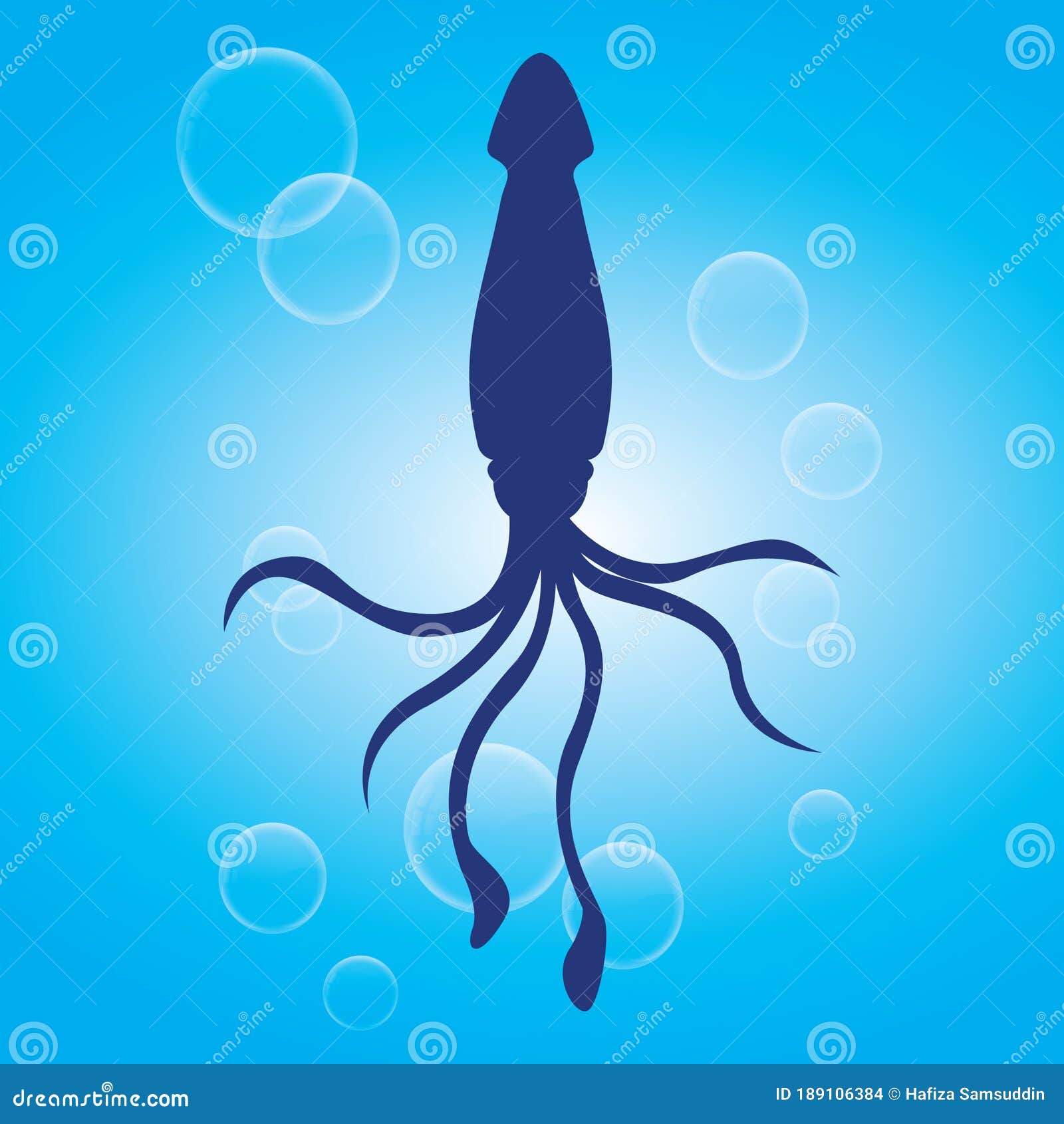 Silhouette of Squid Fish. Vector Illustration Decorative Design Stock ...