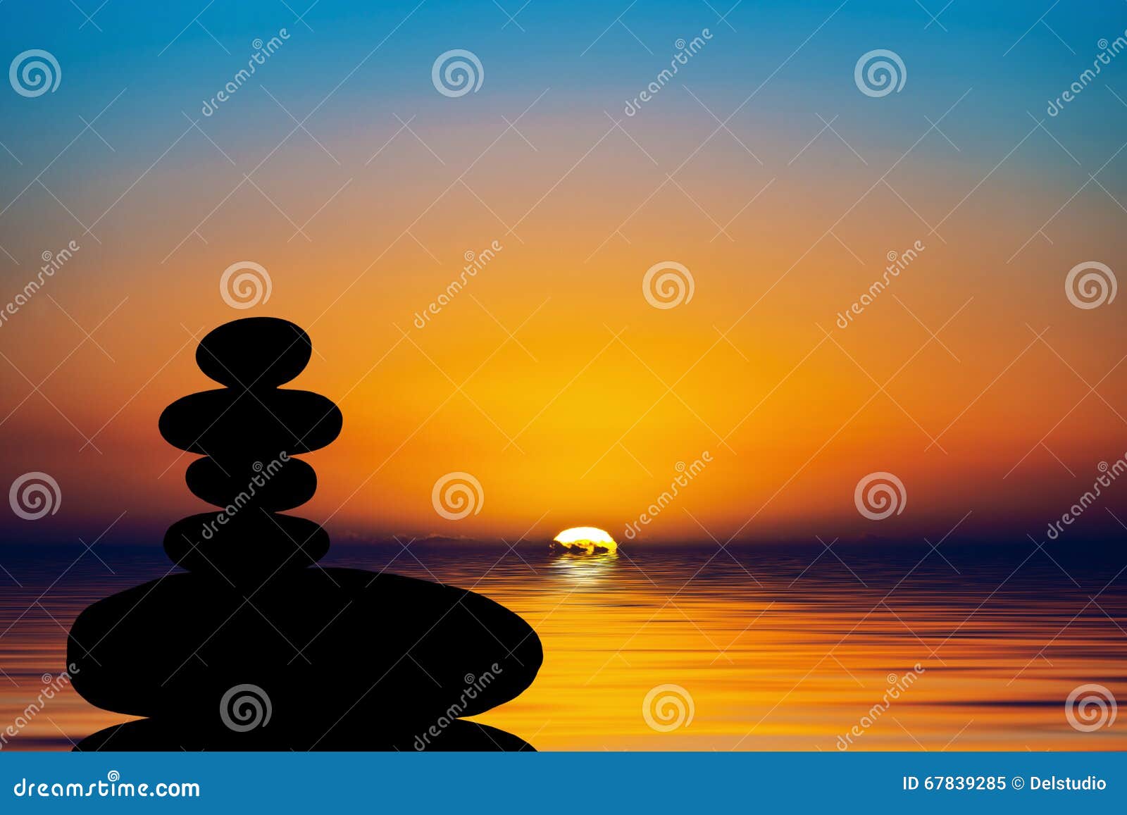 Silhouette of a Stack of Stones Stock Image - Image of harmony, pyramid ...