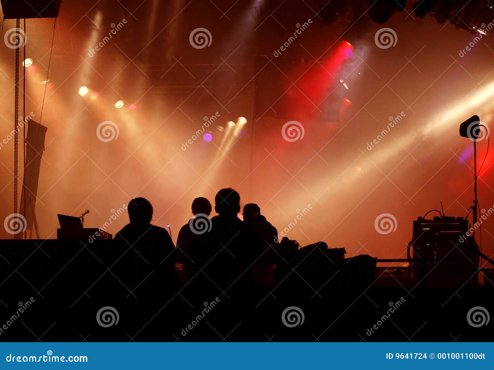 Silhouette of Stage-crew and Concert Light Stock Photo - Image of ...