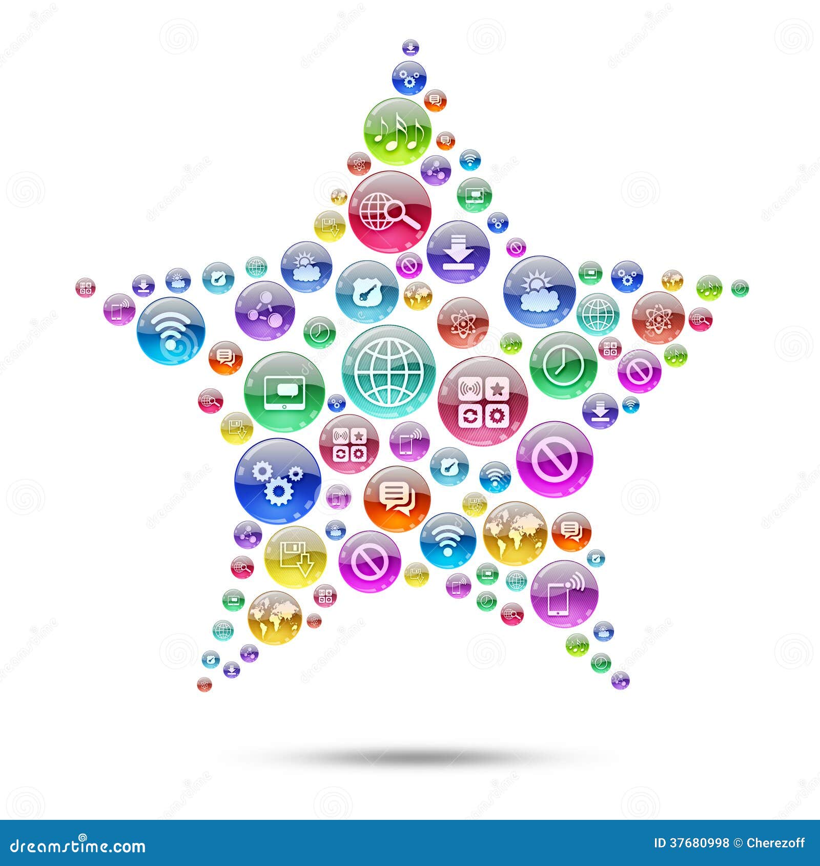 Silhouette Star Consisting of Apps Icons Stock Illustration ...