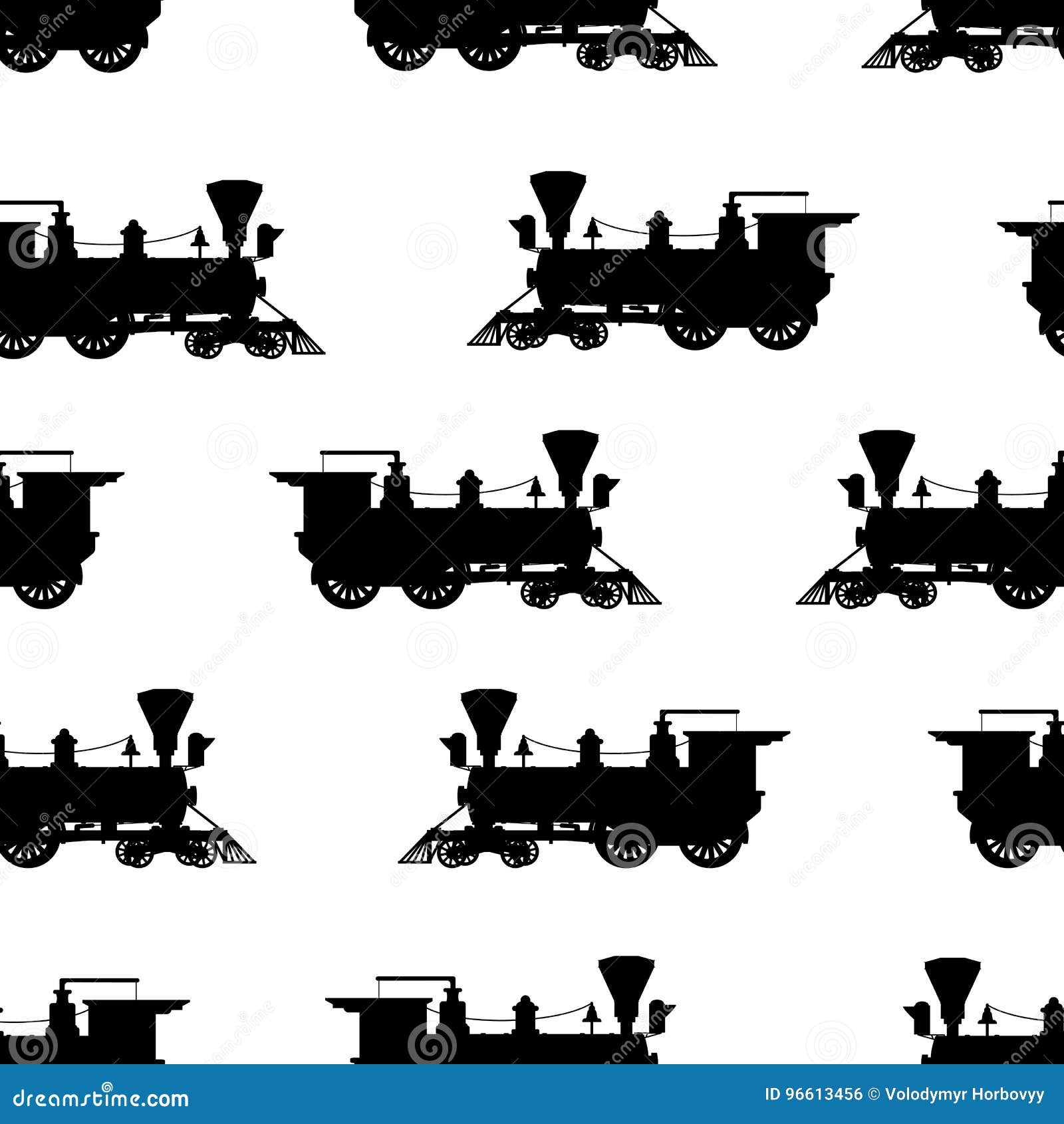 Silhouette Steam Locomotive Seamless Background Stock Vector ...