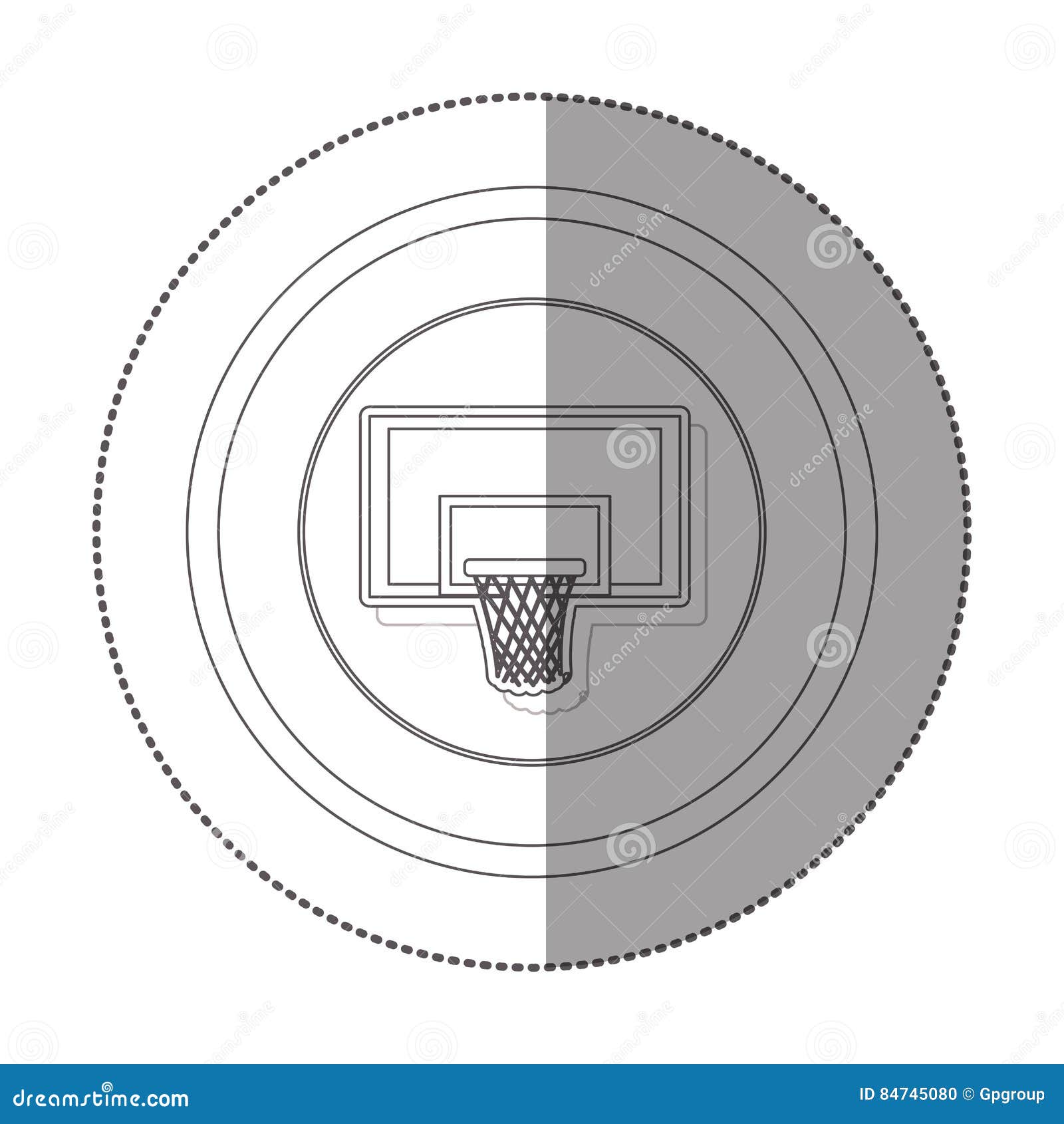 Silhouette Sticker with Circular Shape of Square Basketball Hoop Stock ...