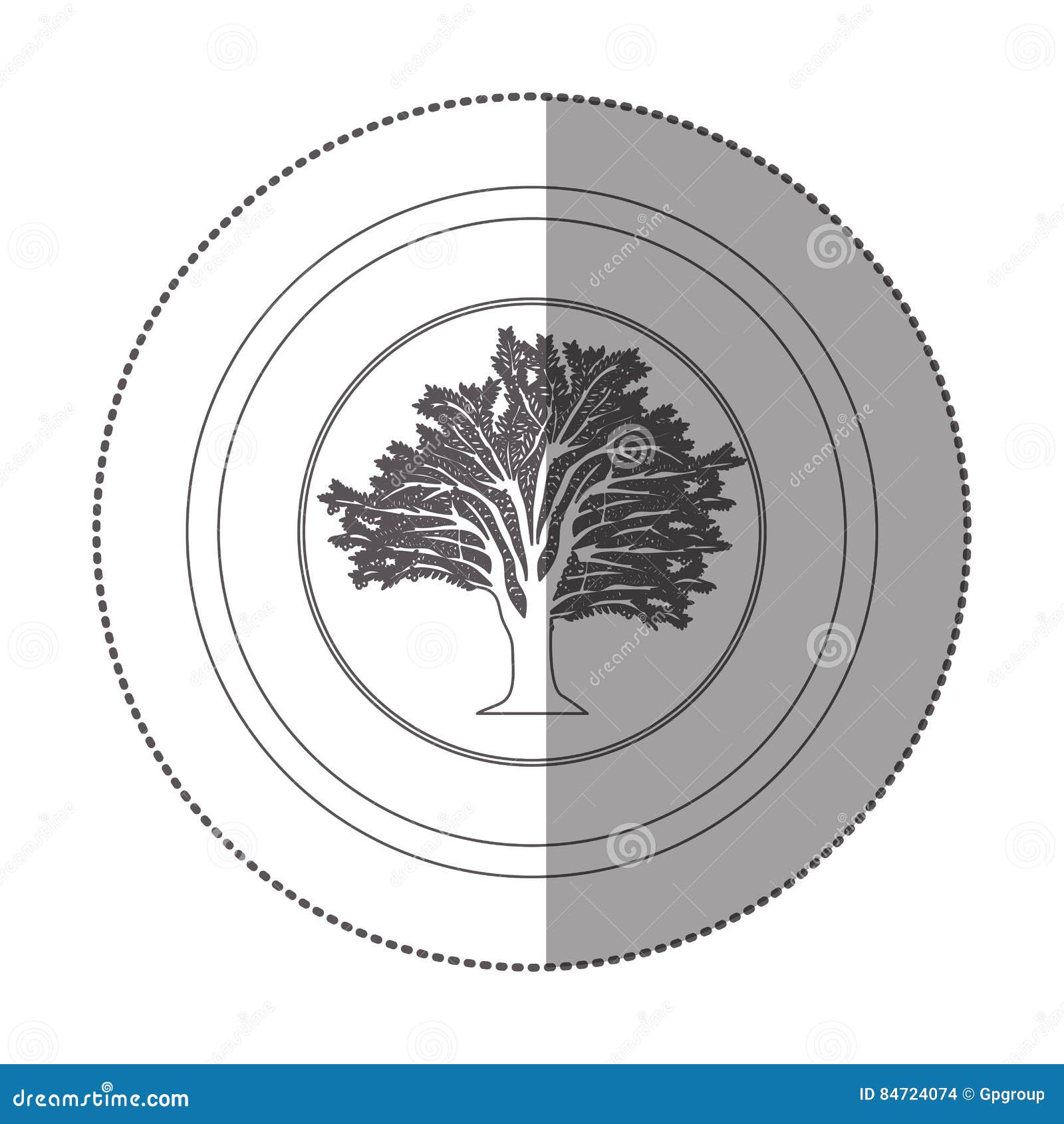 Silhouette of Sticker Circular with Tree with Ramifications Stock ...