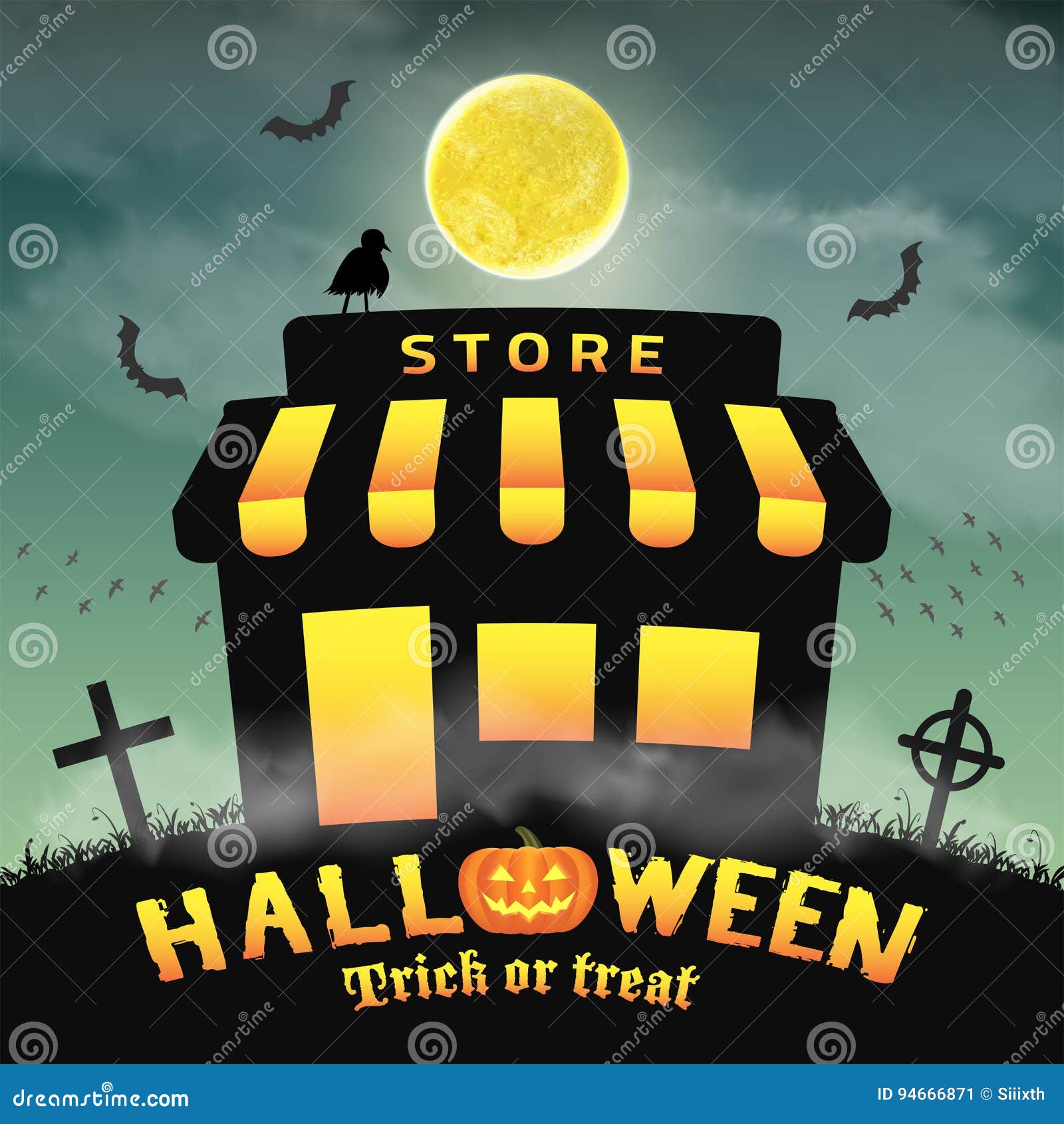 Horror Shop Logo Template Cartoon Vector | CartoonDealer.com #85978033