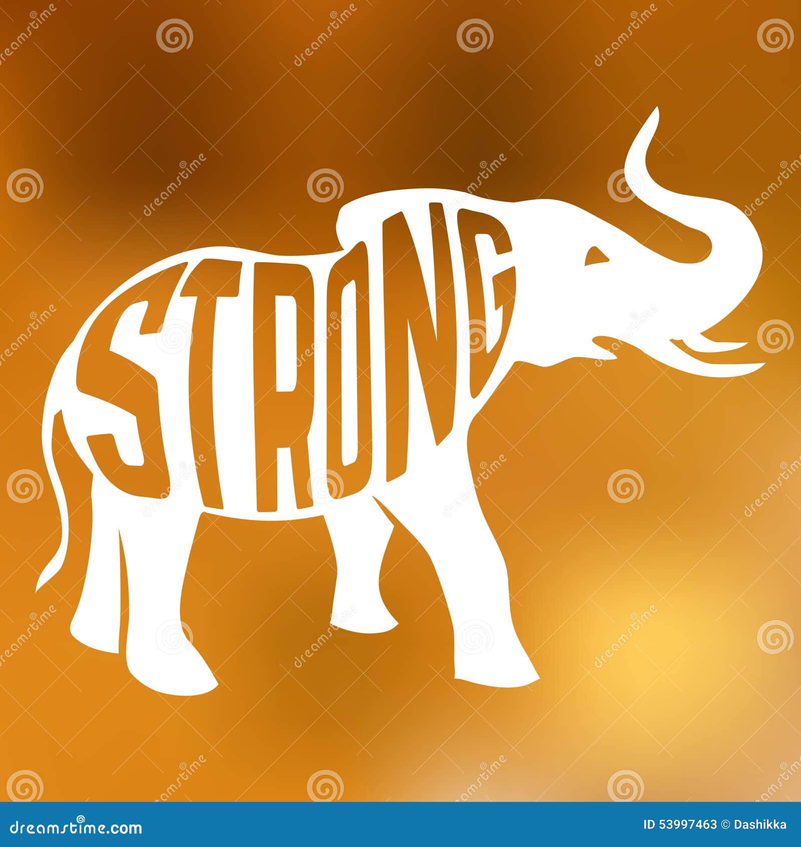 Silhouette Of Strong Elephant With Text Inside On Cartoon Vector ...