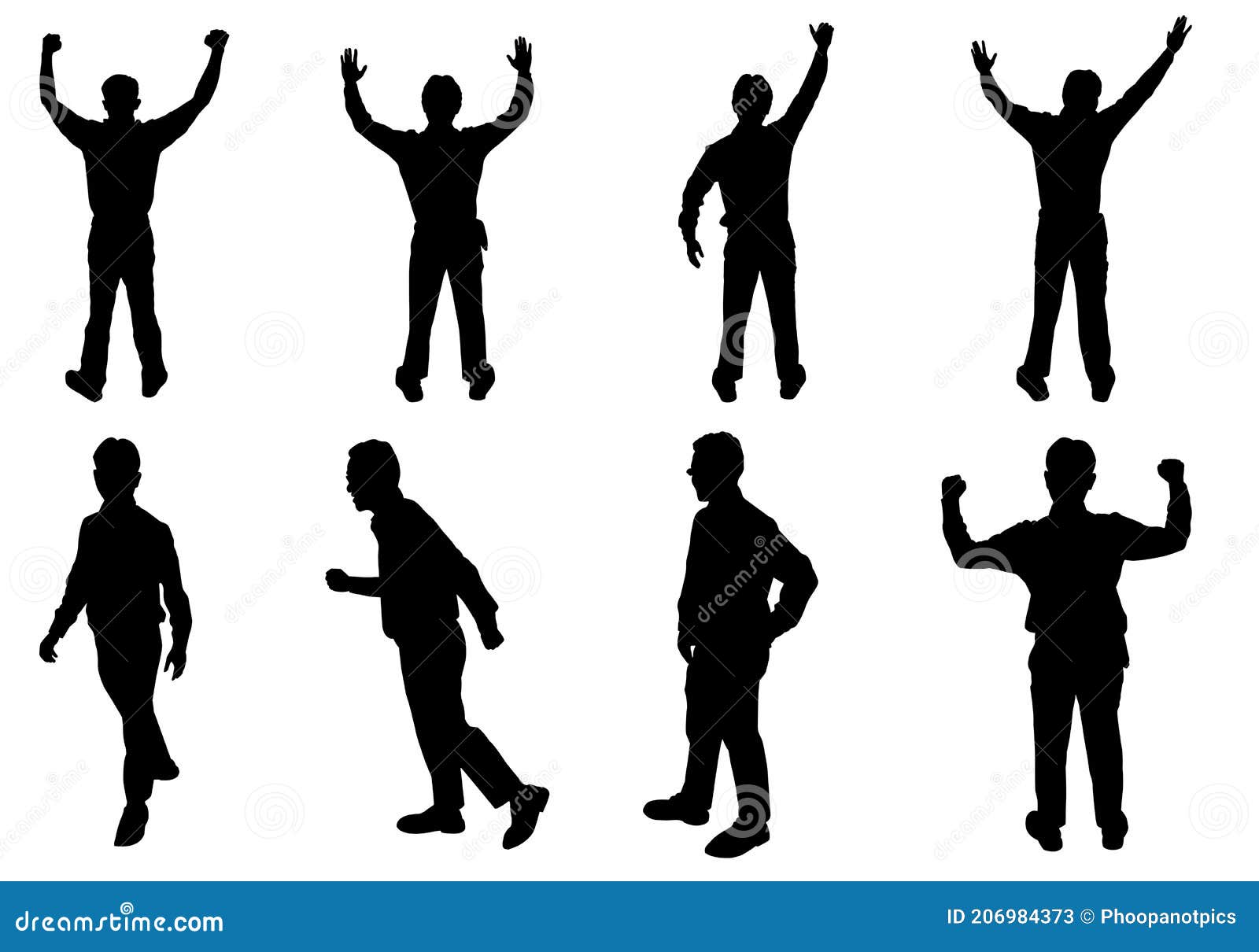 Silhouette the Strong Man on White Background Stock Image - Image of ...