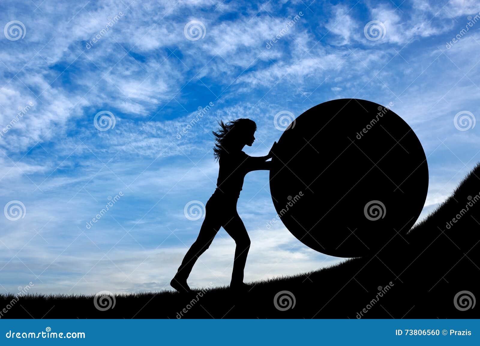 Man Pushing A Big Stone Royalty-Free Stock Photography | CartoonDealer ...