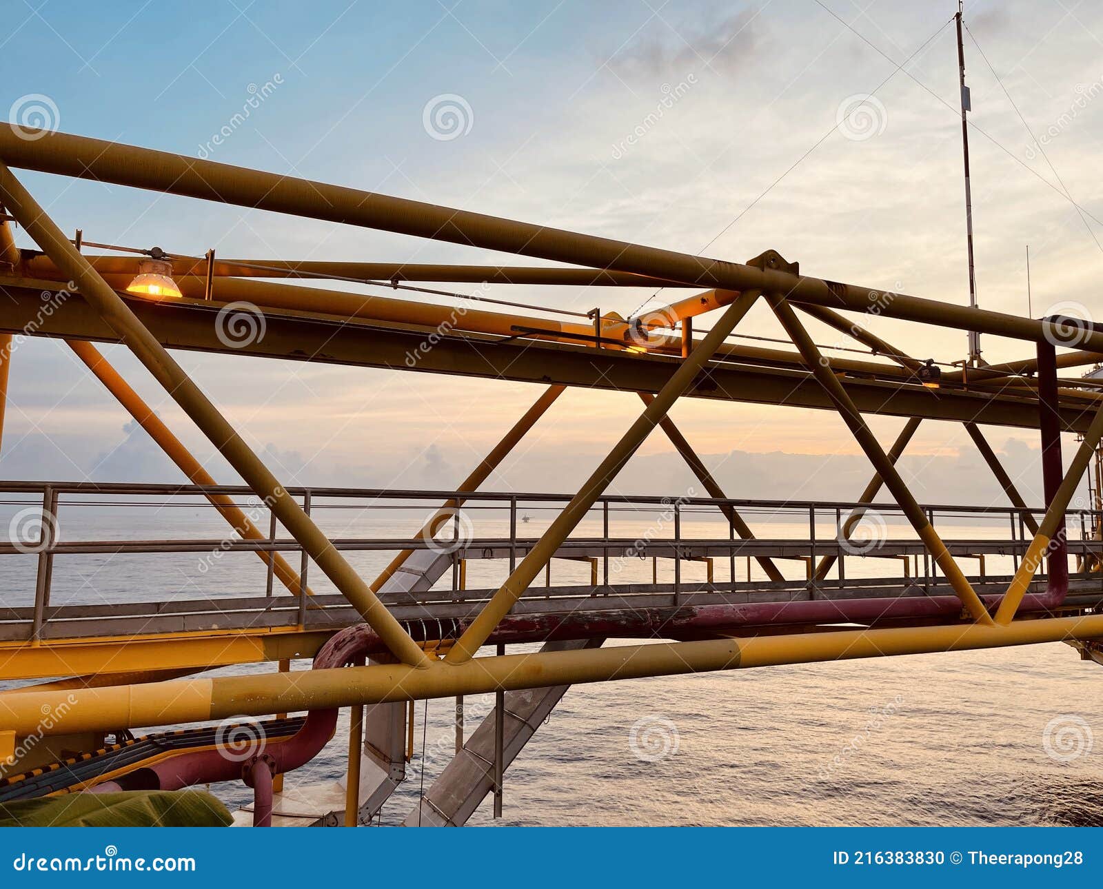 Silhouette of Structure of the Bridge in Offshore Platform in Sun Set ...