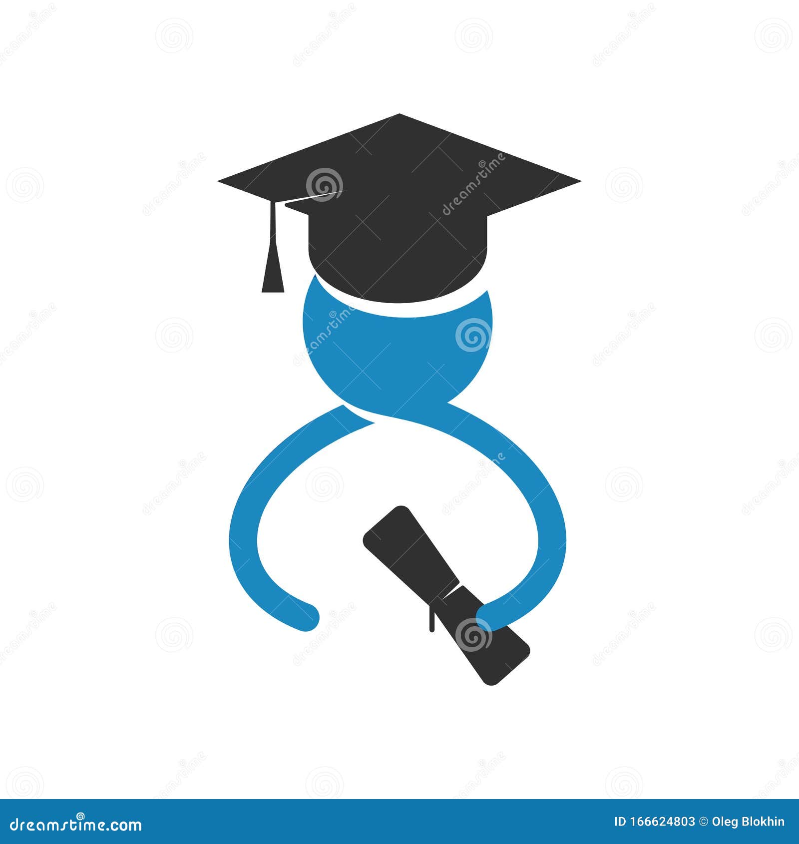 Silhouette of Student in Graduate Cap with Diploma in Hand. Logo of ...
