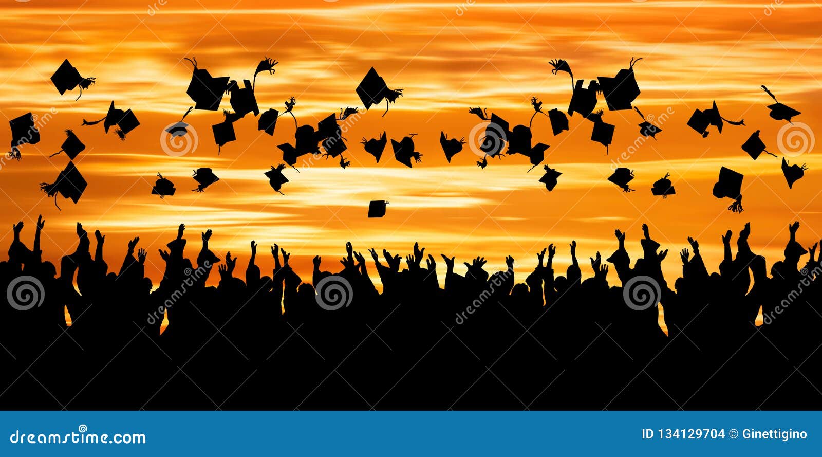 Silhouette of Students Celebrating. Stock Illustration - Illustration ...