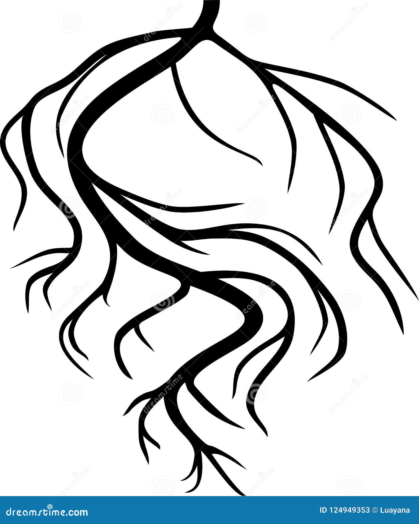 Silhouette of Stylized Black Root Isolated on White Background Stock ...