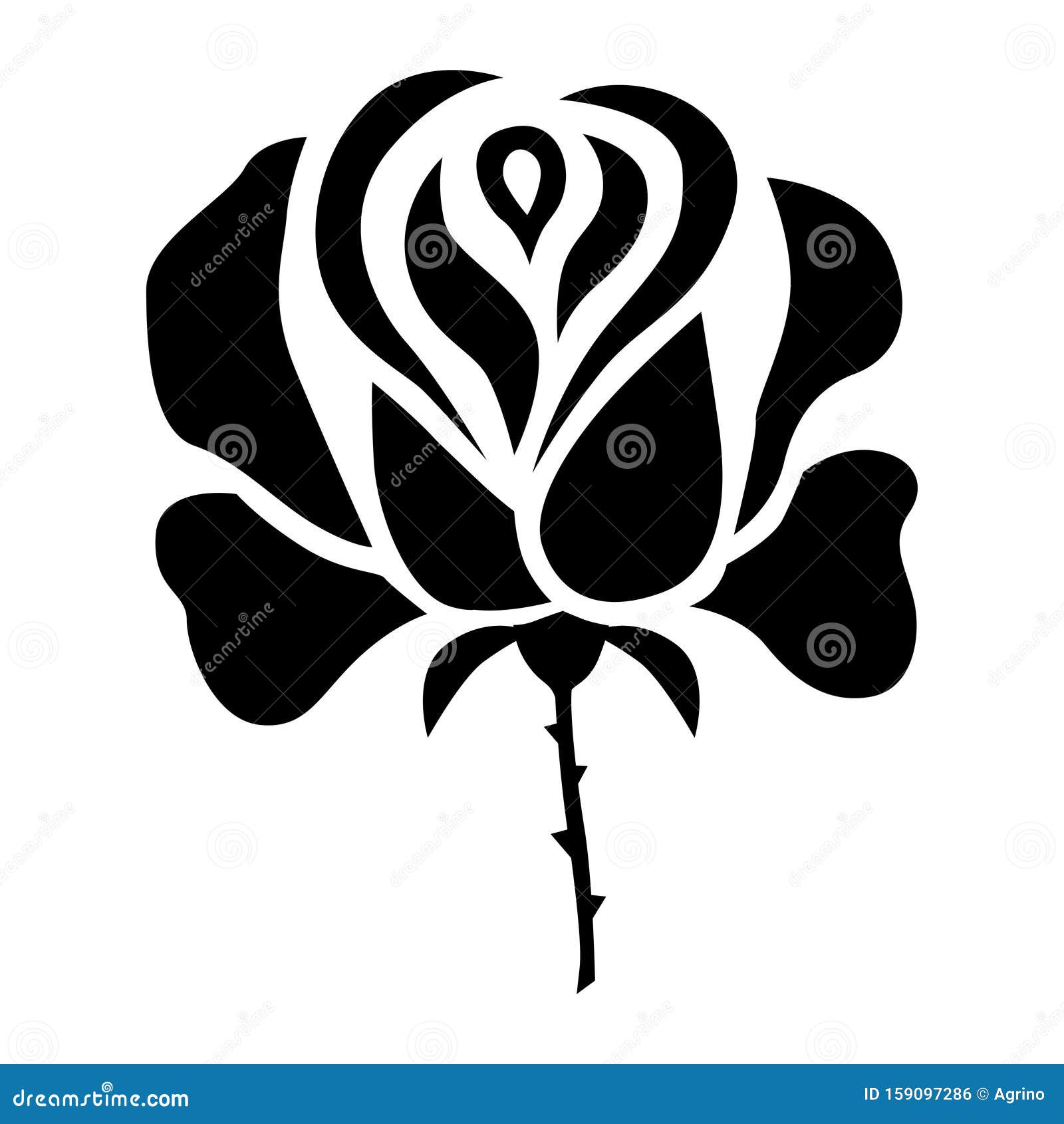 Silhouette of Stylized a Rose Flower Stock Vector - Illustration of ...